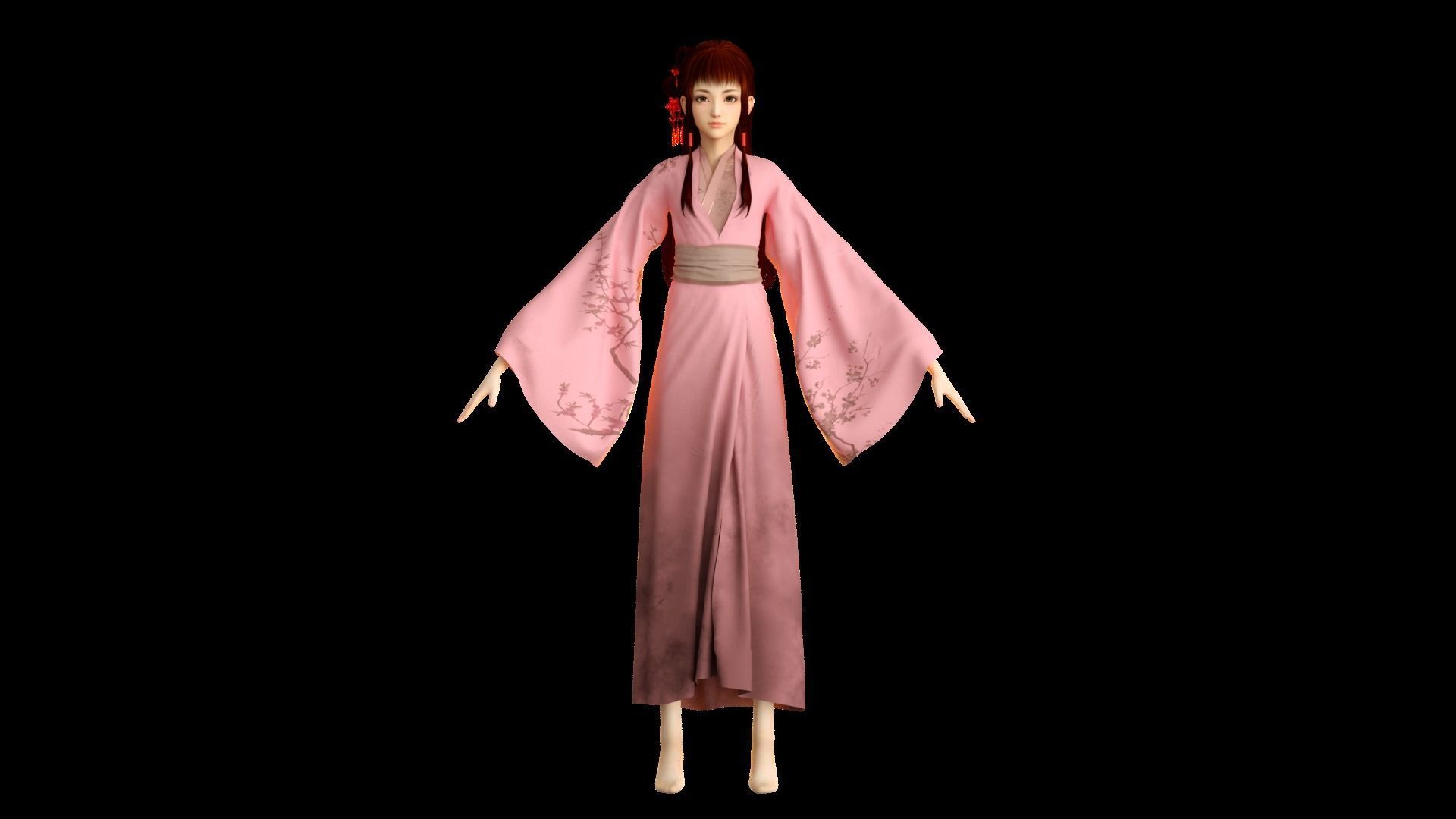Cartoon Hanfu girl Hanfu chest-length skirt skirt skirt 3D model | CGTrader