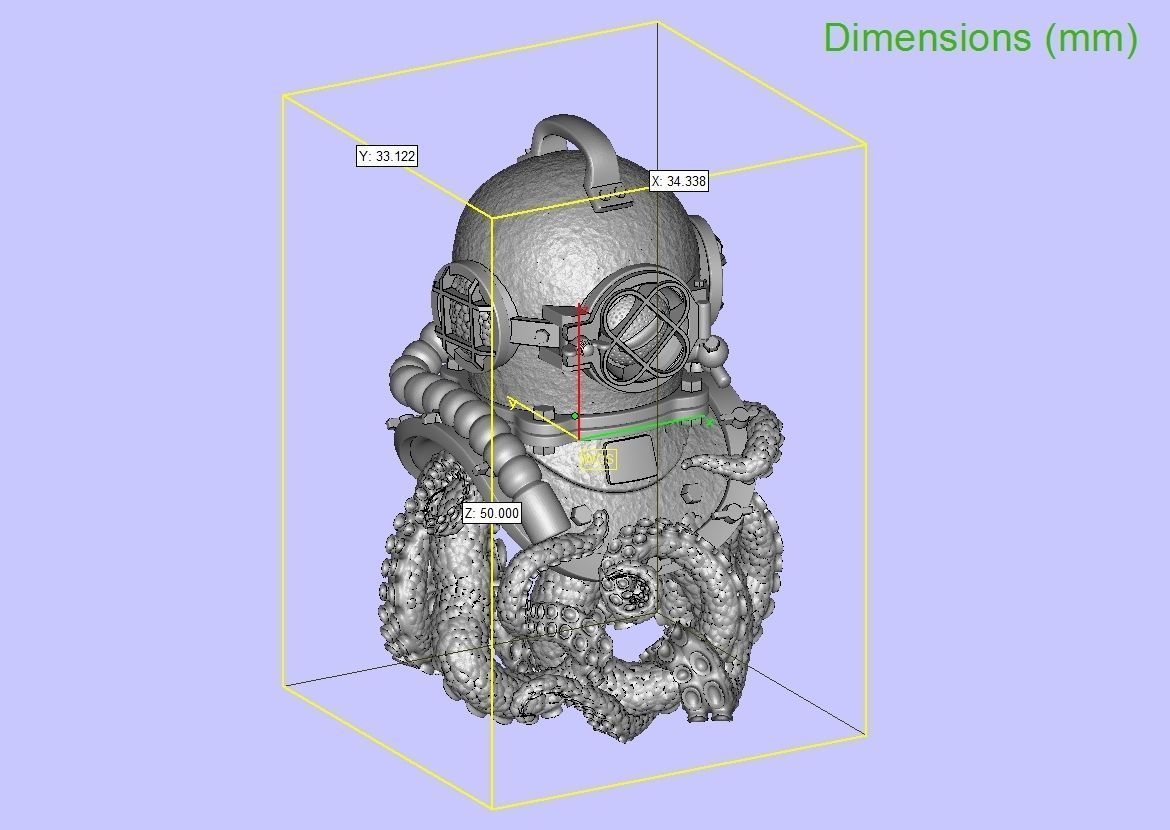 Diving Helmet with Octopus 3D model 3D printable | CGTrader
