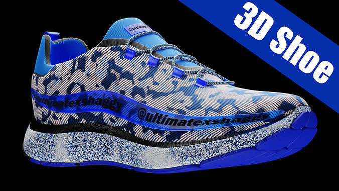 3D model 3D low poly shoe ultimate camouflage sneaker VR / AR / low ...
