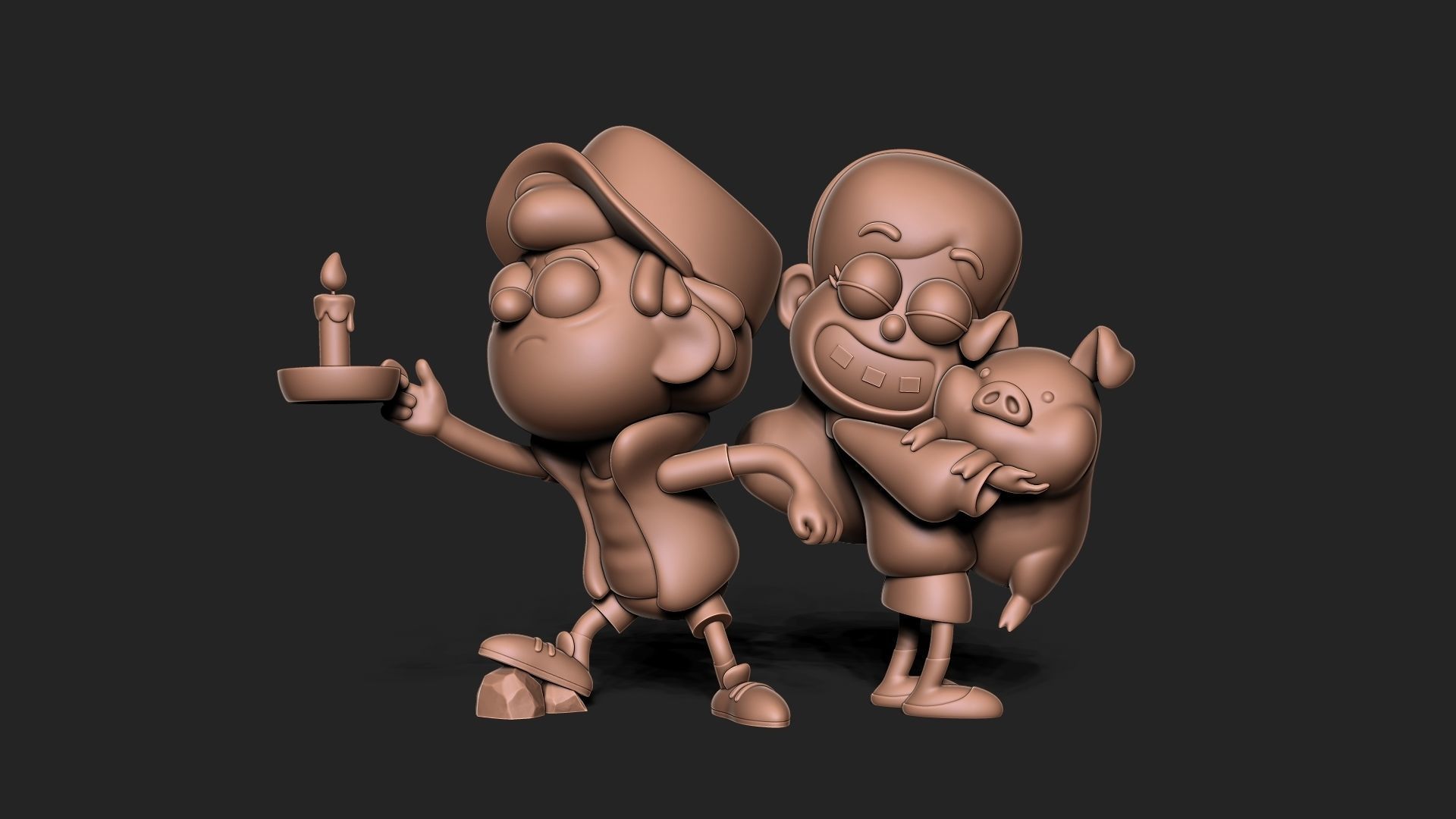 Dipper and Mabel Pines Gravity Falls 3D model 3D printable | CGTrader