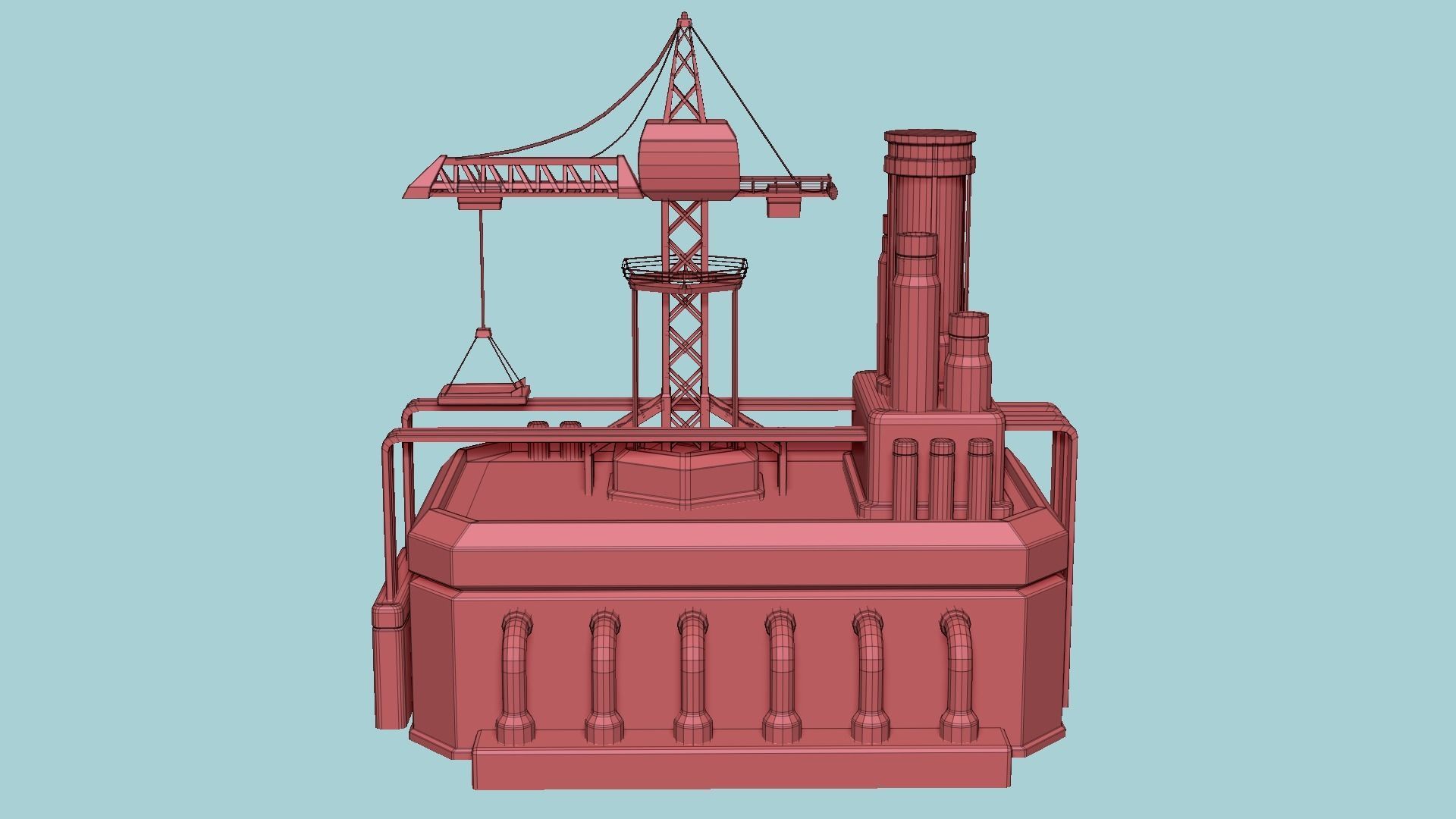 3D model SciFi Factory A11 Gold - Sci Fi Exterior Design VR / AR / low ...