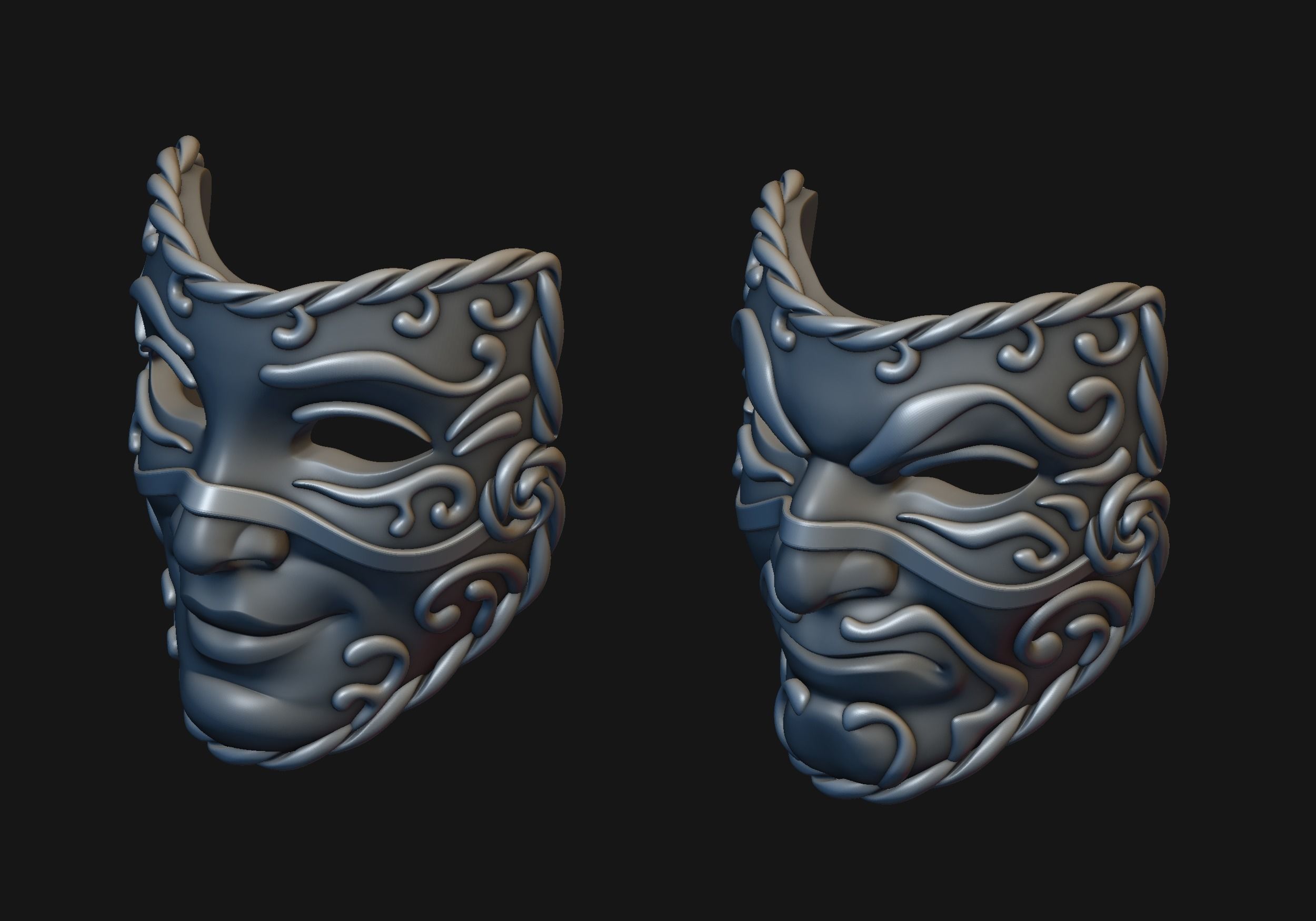 Theater Masks 3D model 3D printable | CGTrader