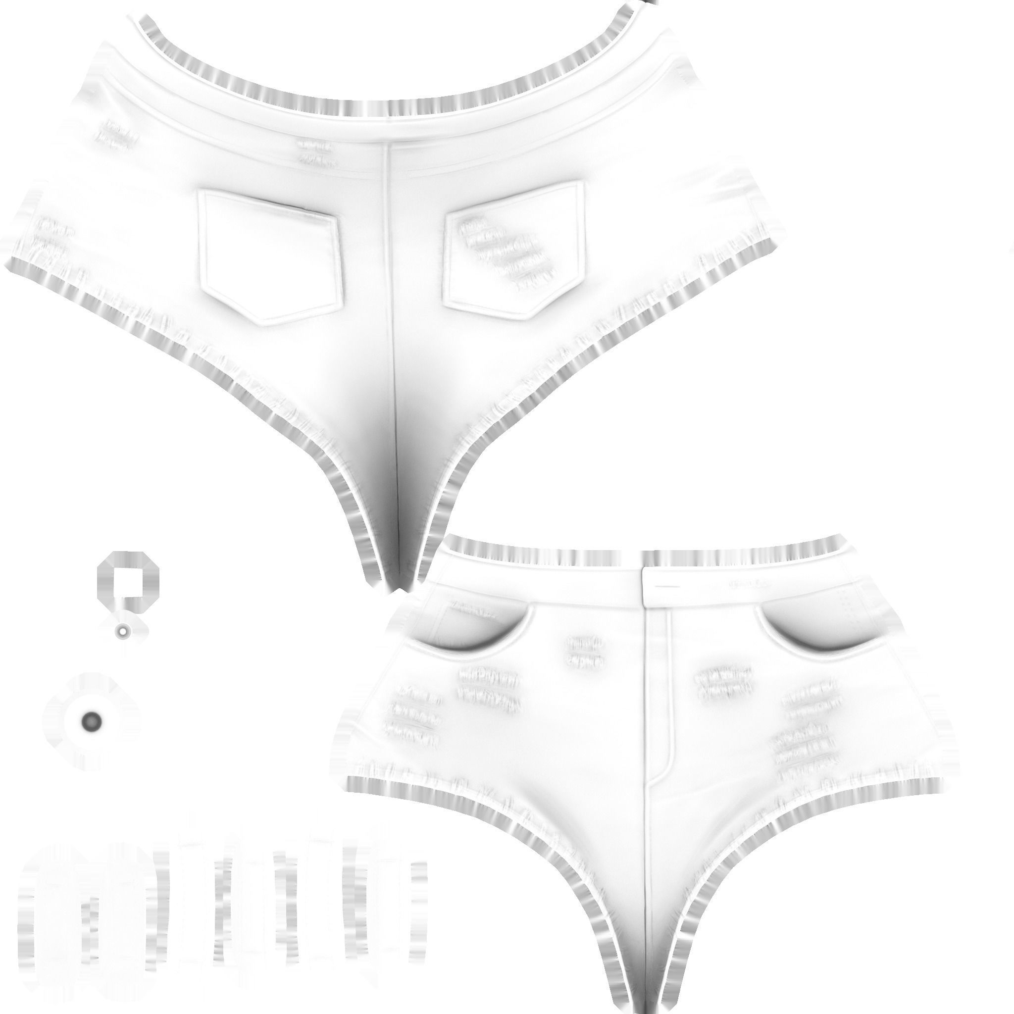 3D model Short Denim Pants With Front And Back Rivets VR / AR / low ...