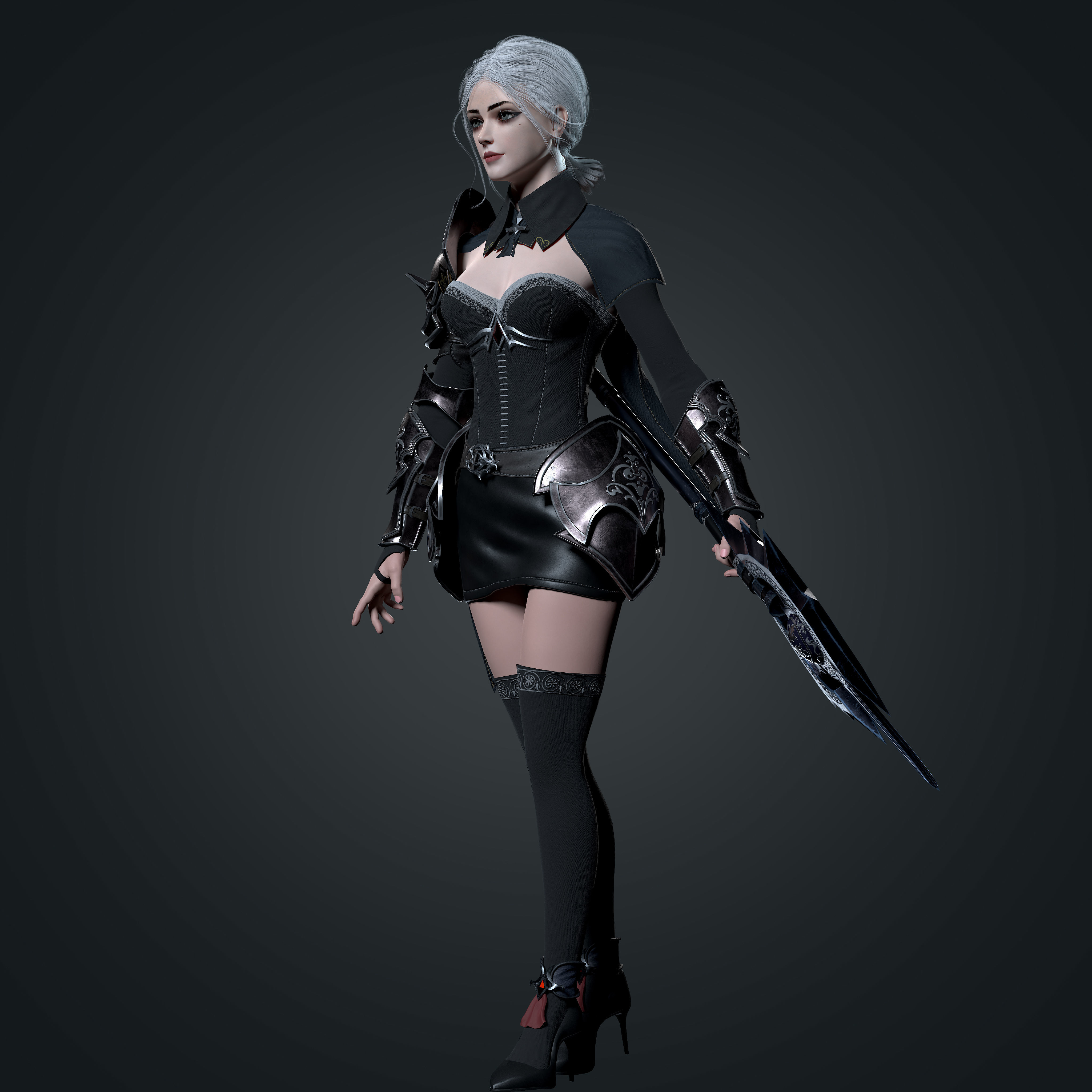 3D model Bishop - Game Ready female character in armor and holding ...