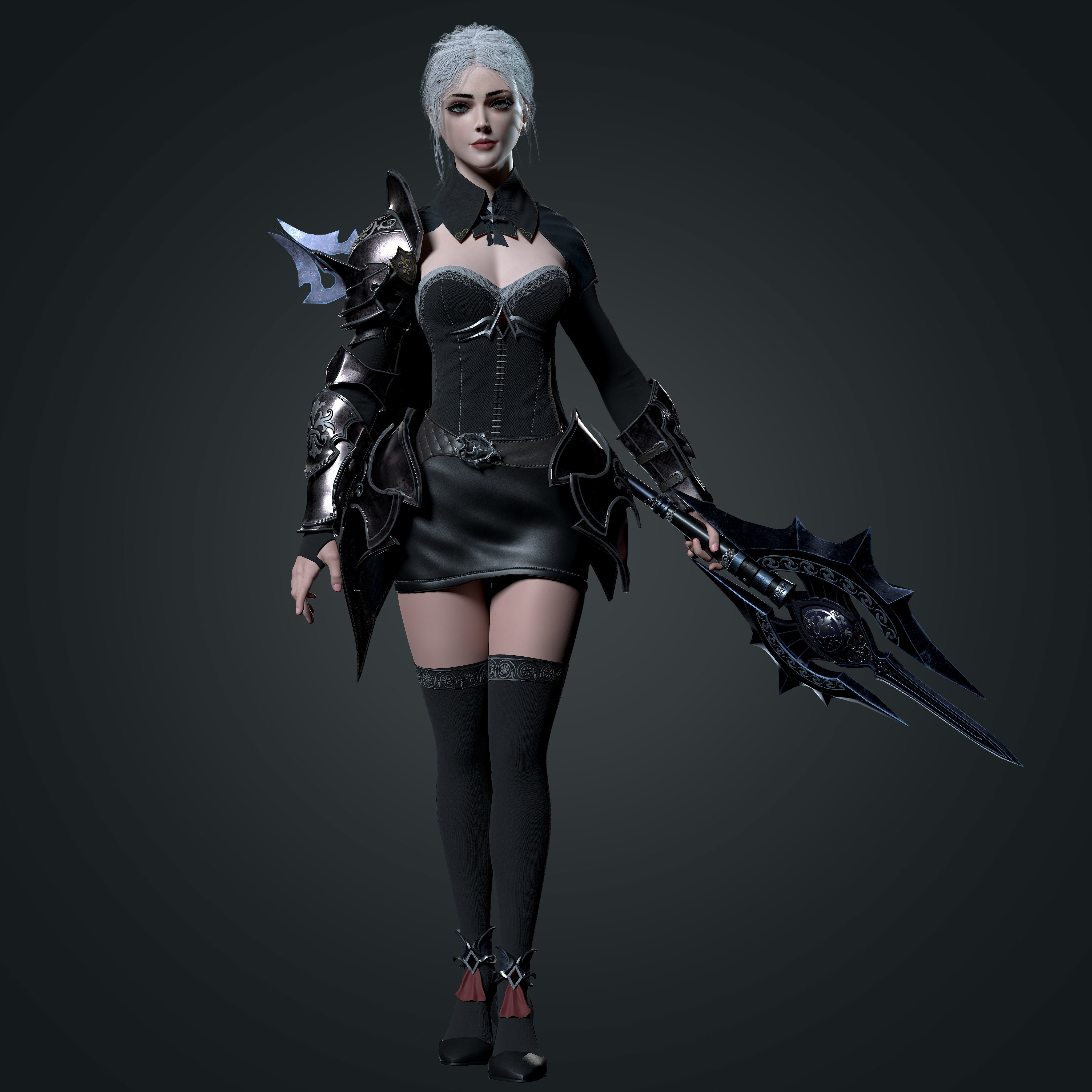 3D model Bishop - Game Ready female character in armor and holding ...