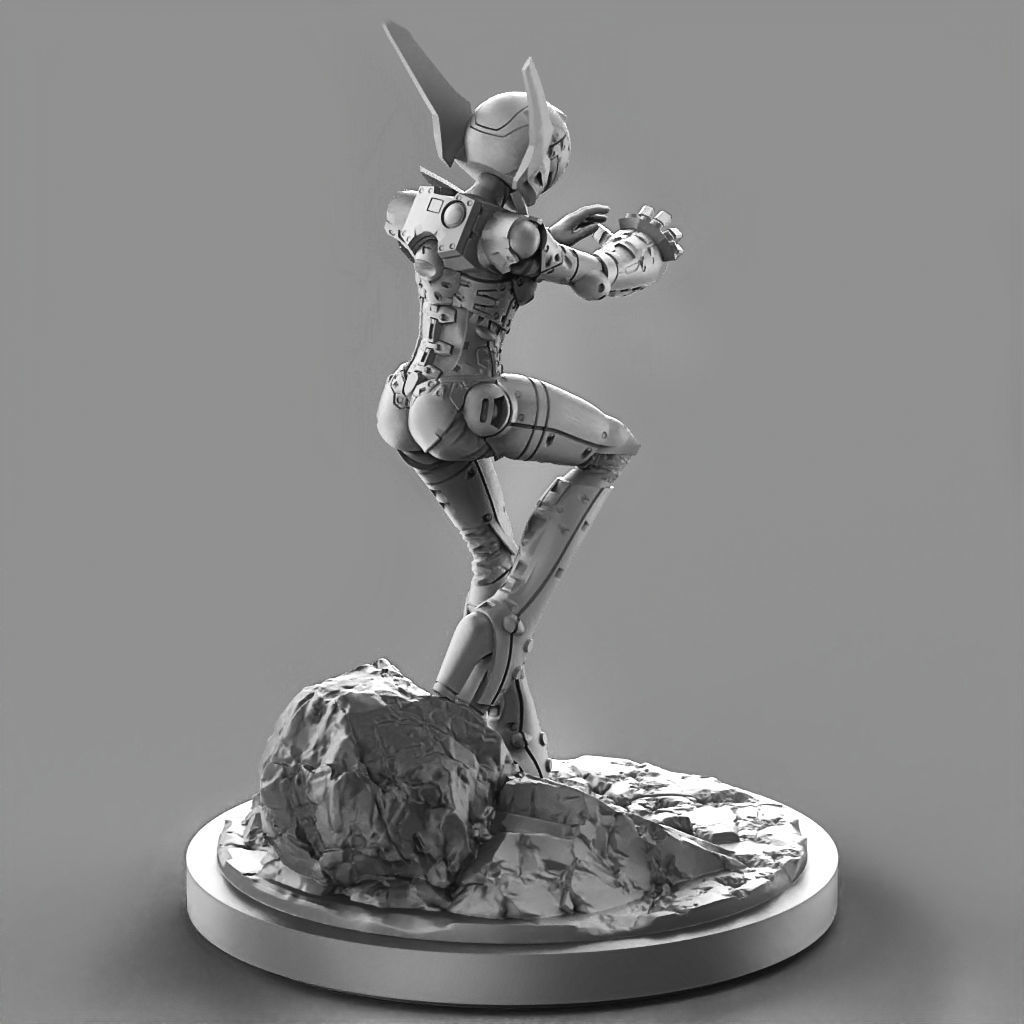 Priss in Hardsuit 2 Poses and Bike 32mm Scale 3D model 3D printable ...