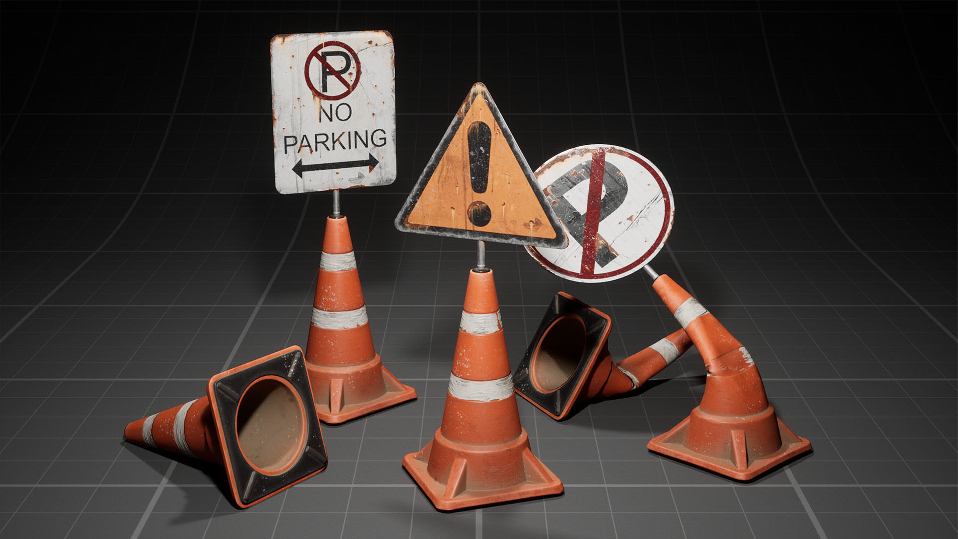 3D model Used Road Props batch01 VR / AR / low-poly | CGTrader