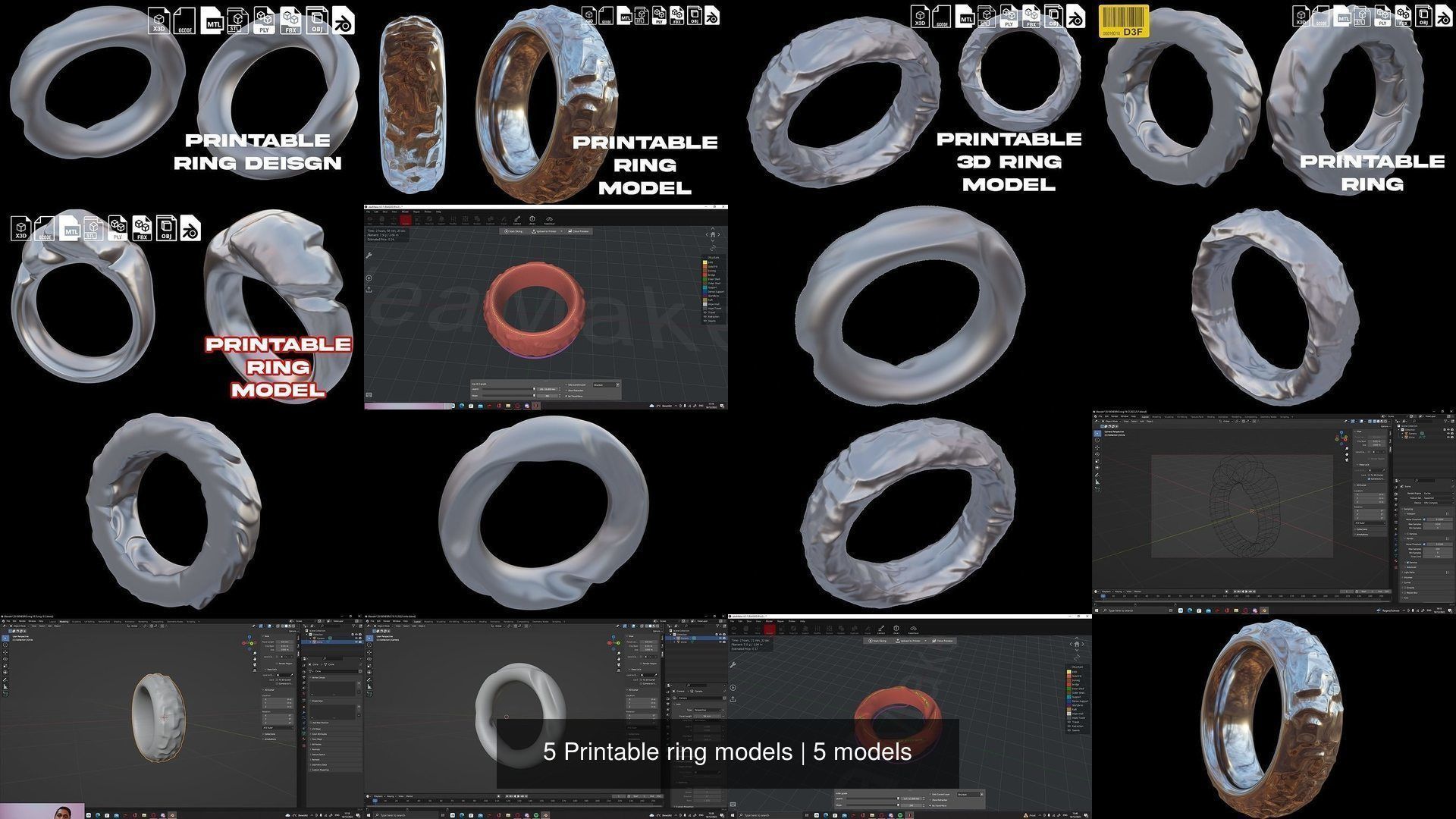 5 Printable ring models 3D Model Collection | CGTrader