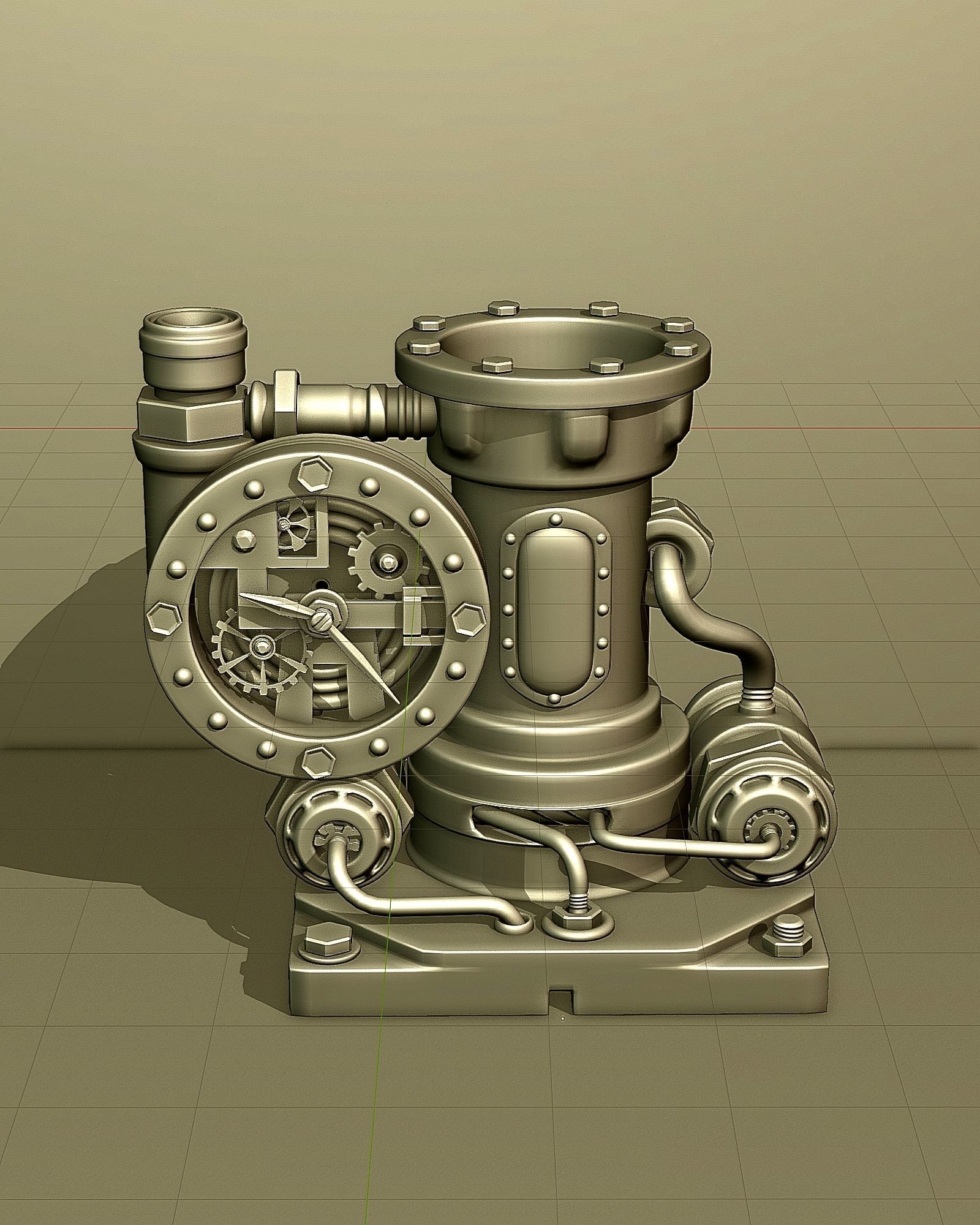 Steampunk desktop pencil holder 3D model | CGTrader