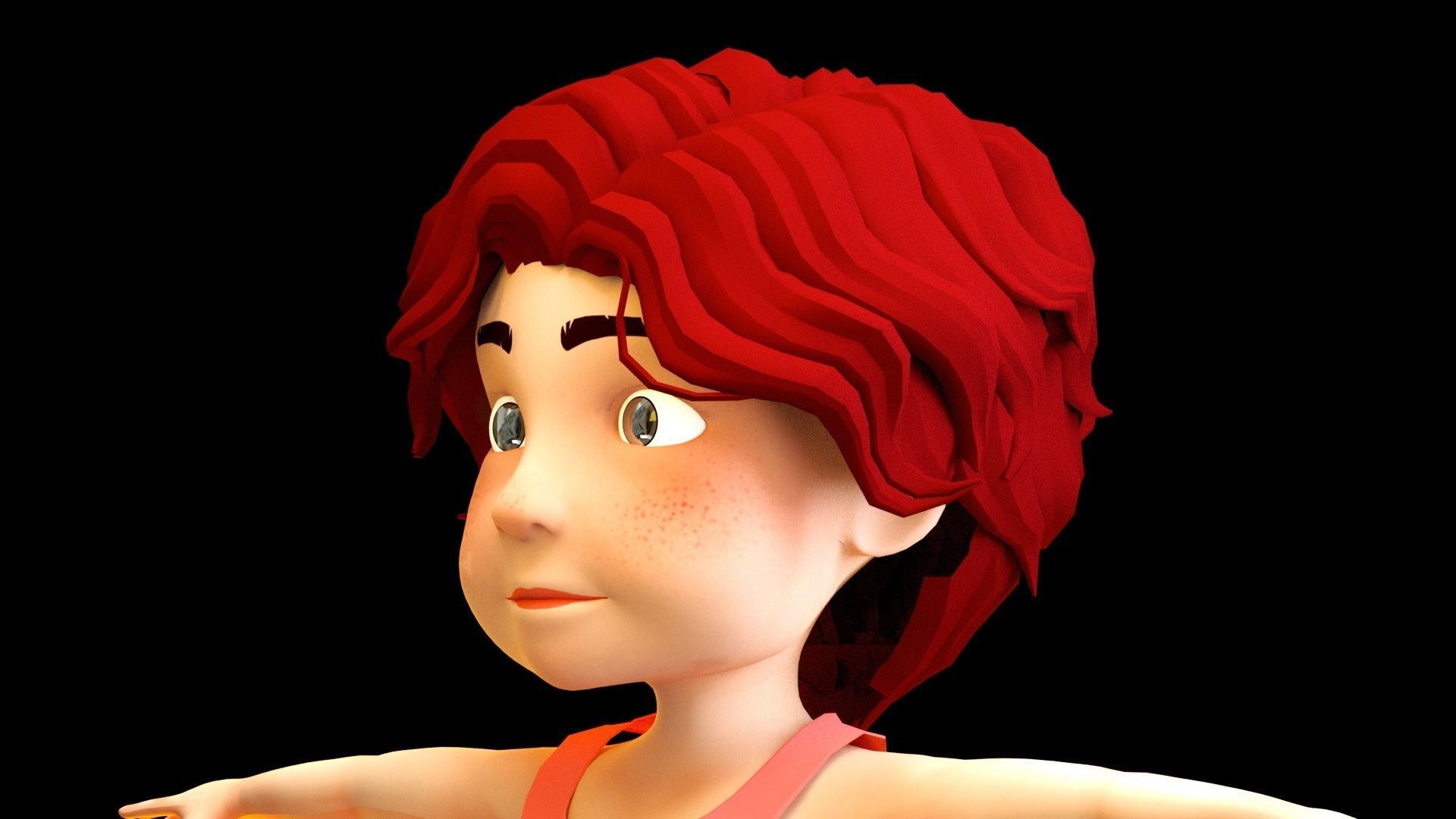 Cartoon aunt chartered woman old woman old man elder sister 3D model ...