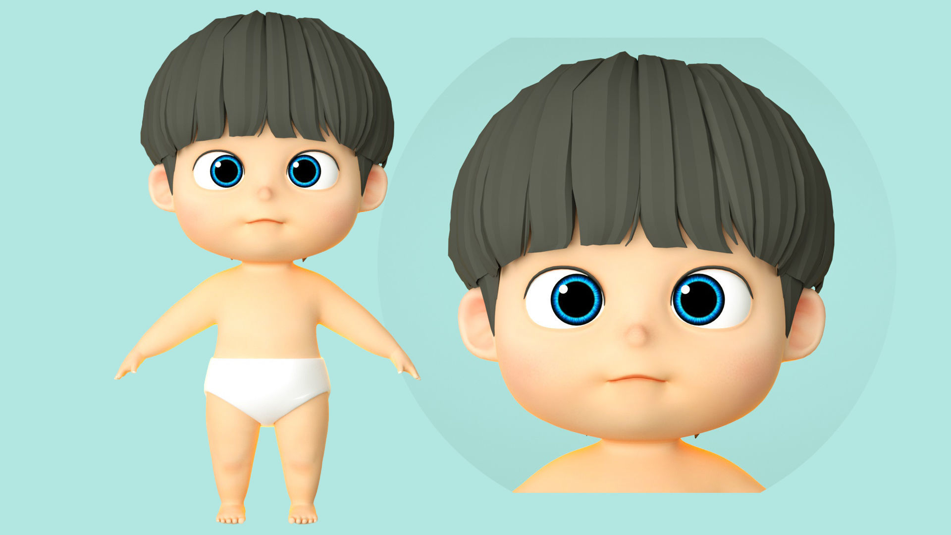 cartoon doll cartoon boy child baby little baby baby 3D model | CGTrader