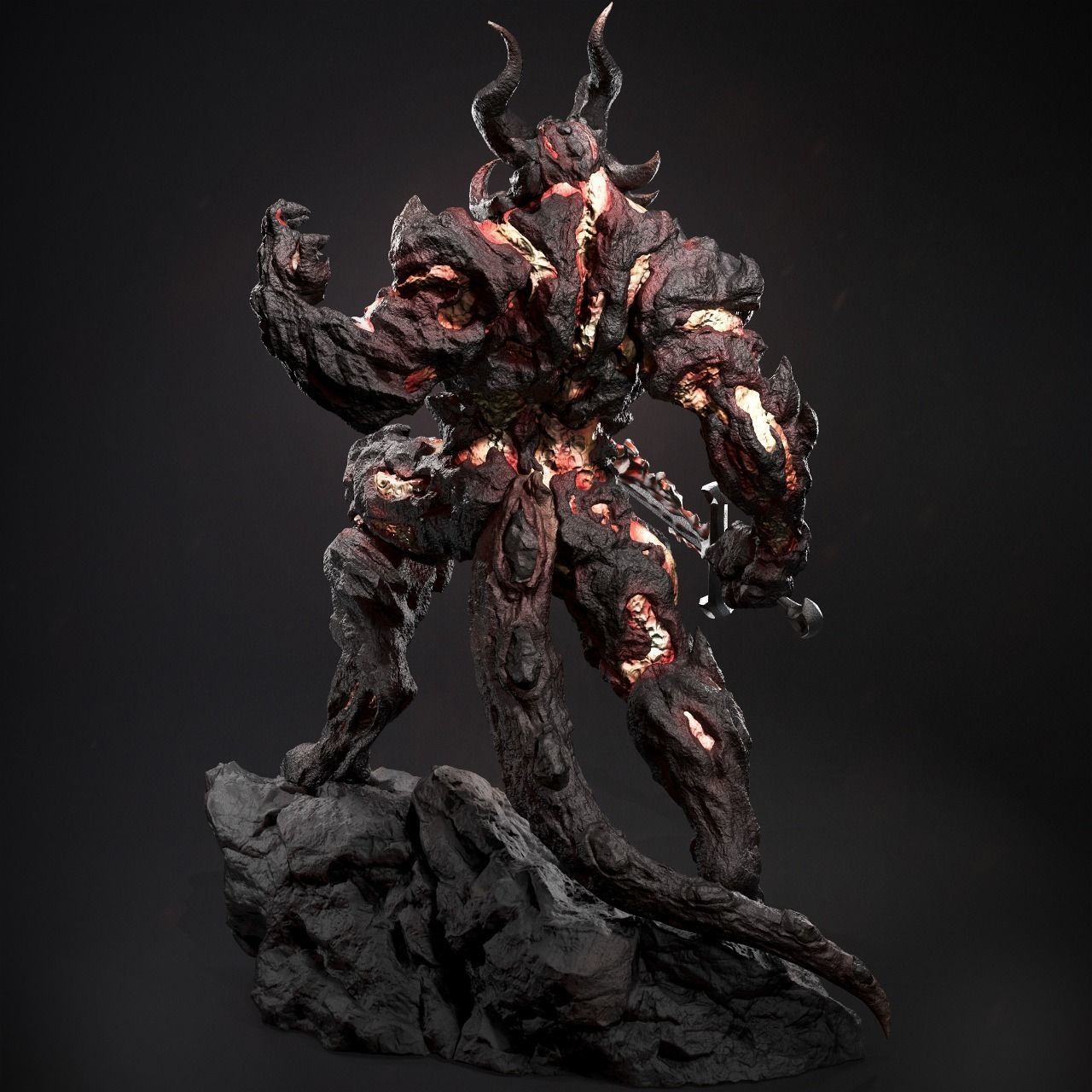 Surtur 3D Print statue of demon holding sword 3D model 3D printable ...