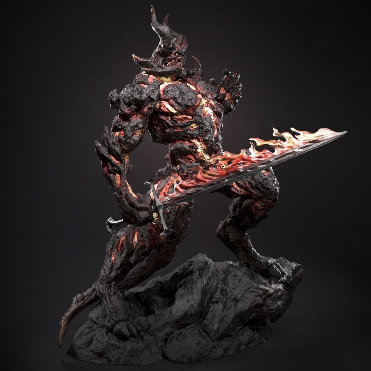 Surtur 3D Print statue of demon holding sword 3D model 3D printable ...
