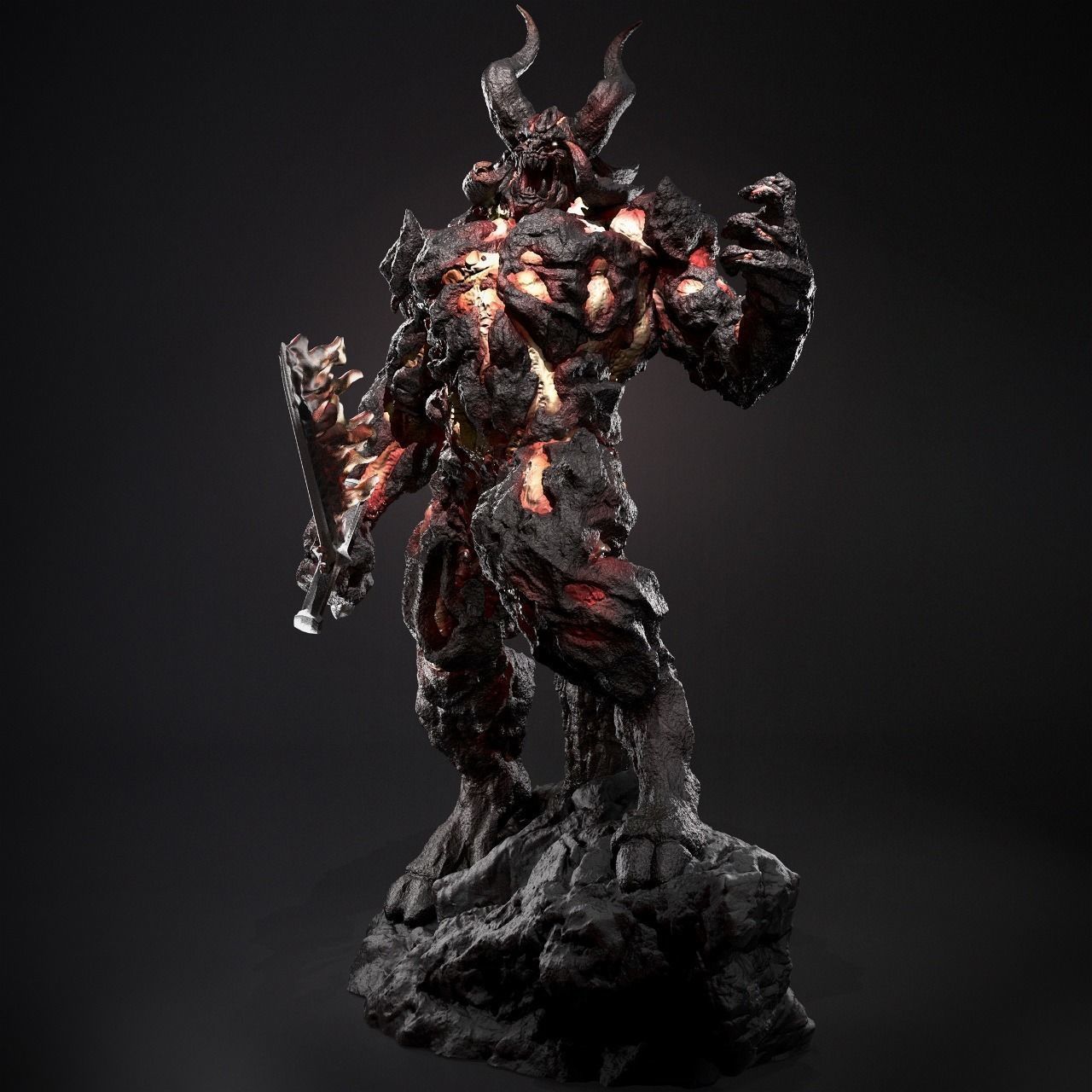 Surtur 3D Print statue of demon holding sword 3D model 3D printable ...