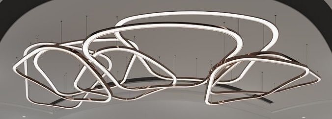 Round Square Chandelier Light for Ceiling 3D model | CGTrader