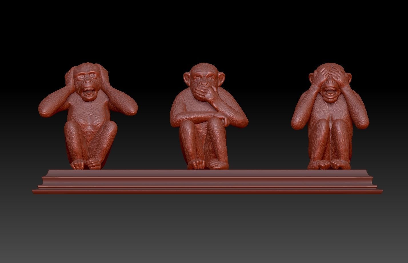 three monkeys 3D model 3D printable | CGTrader