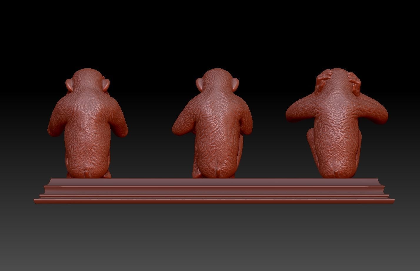 three monkeys 3D model 3D printable | CGTrader