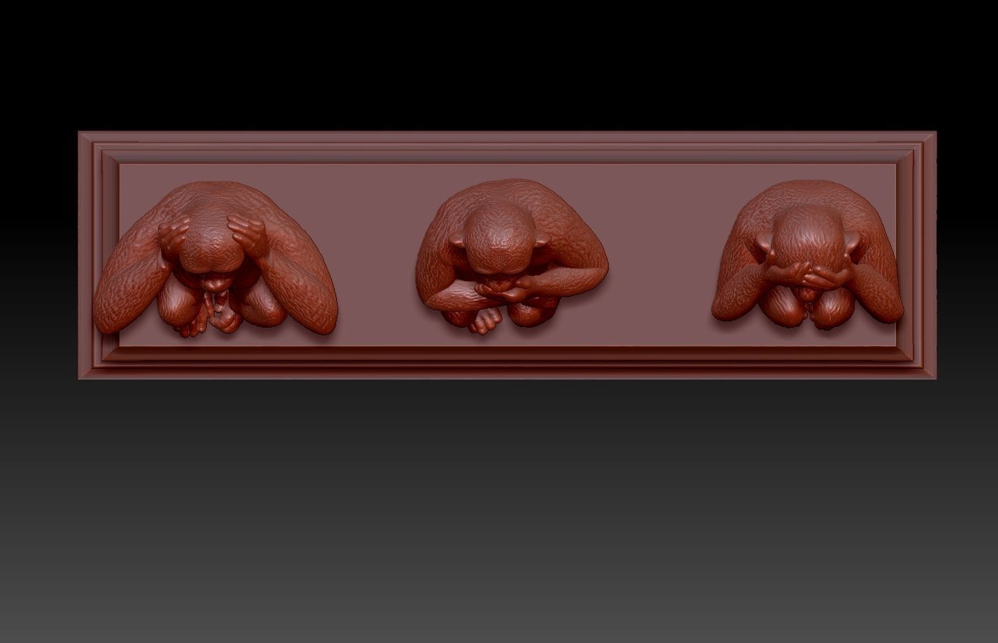 three monkeys 3D model 3D printable | CGTrader