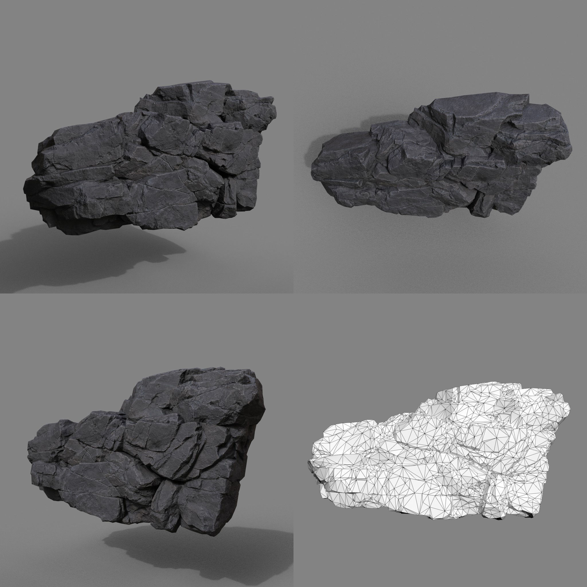 3D model Low Poly Black Cliff Face 221208 - Ultra HD 16K Texture VR ...