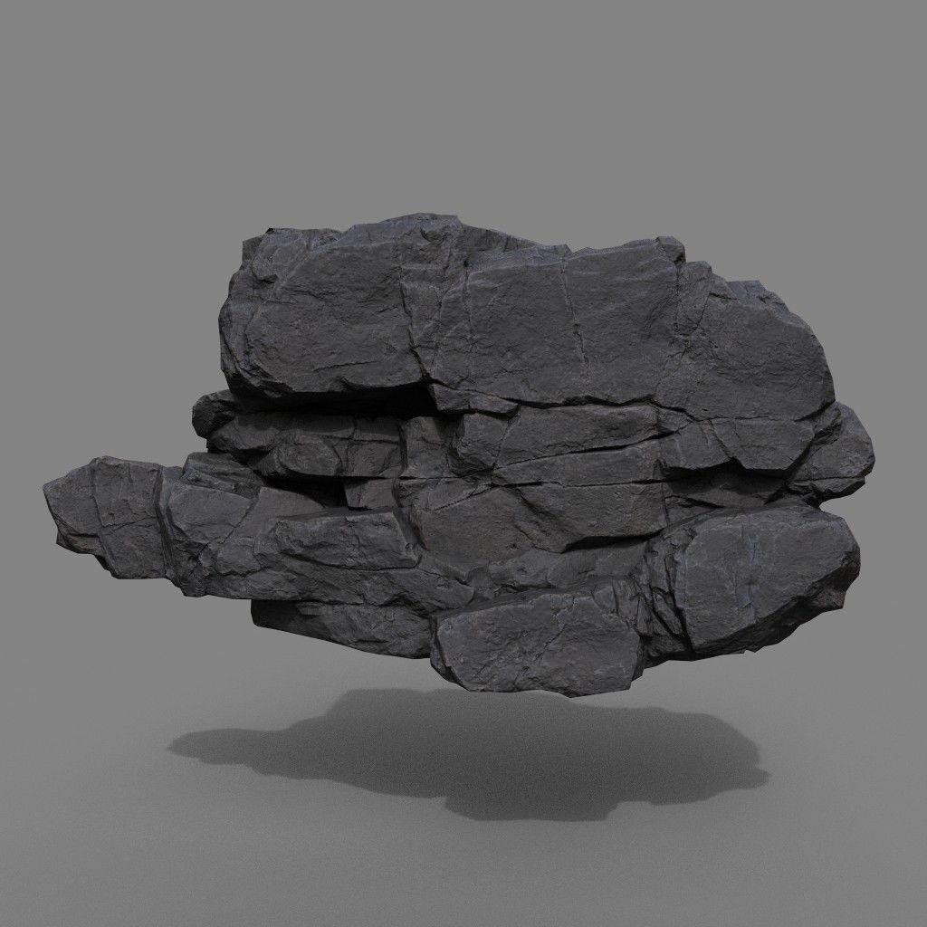3D model Low Poly Black Cliff Face 221208 - Ultra HD 16K Texture VR ...
