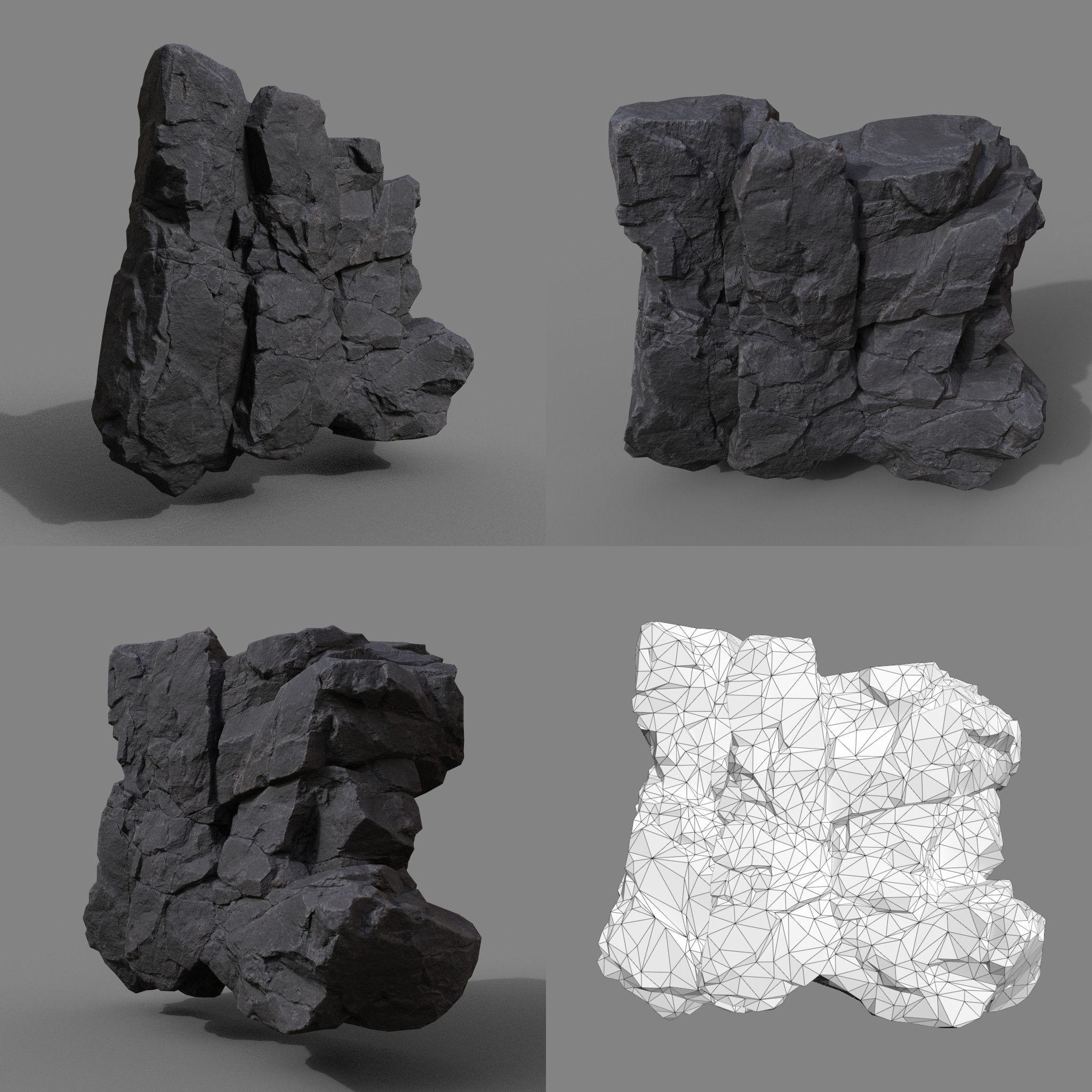 3D model Low Poly Black Cliff Face 221208 - Ultra HD 16K Texture VR ...