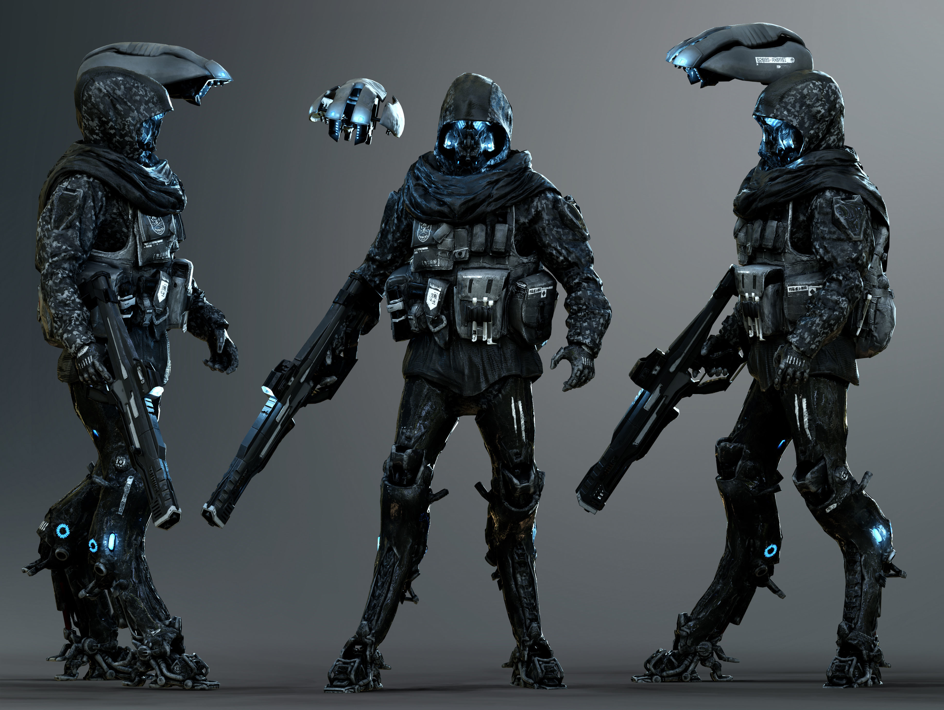 3D model Sci Fi Cyber Soldier VR / AR / low-poly rigged | CGTrader