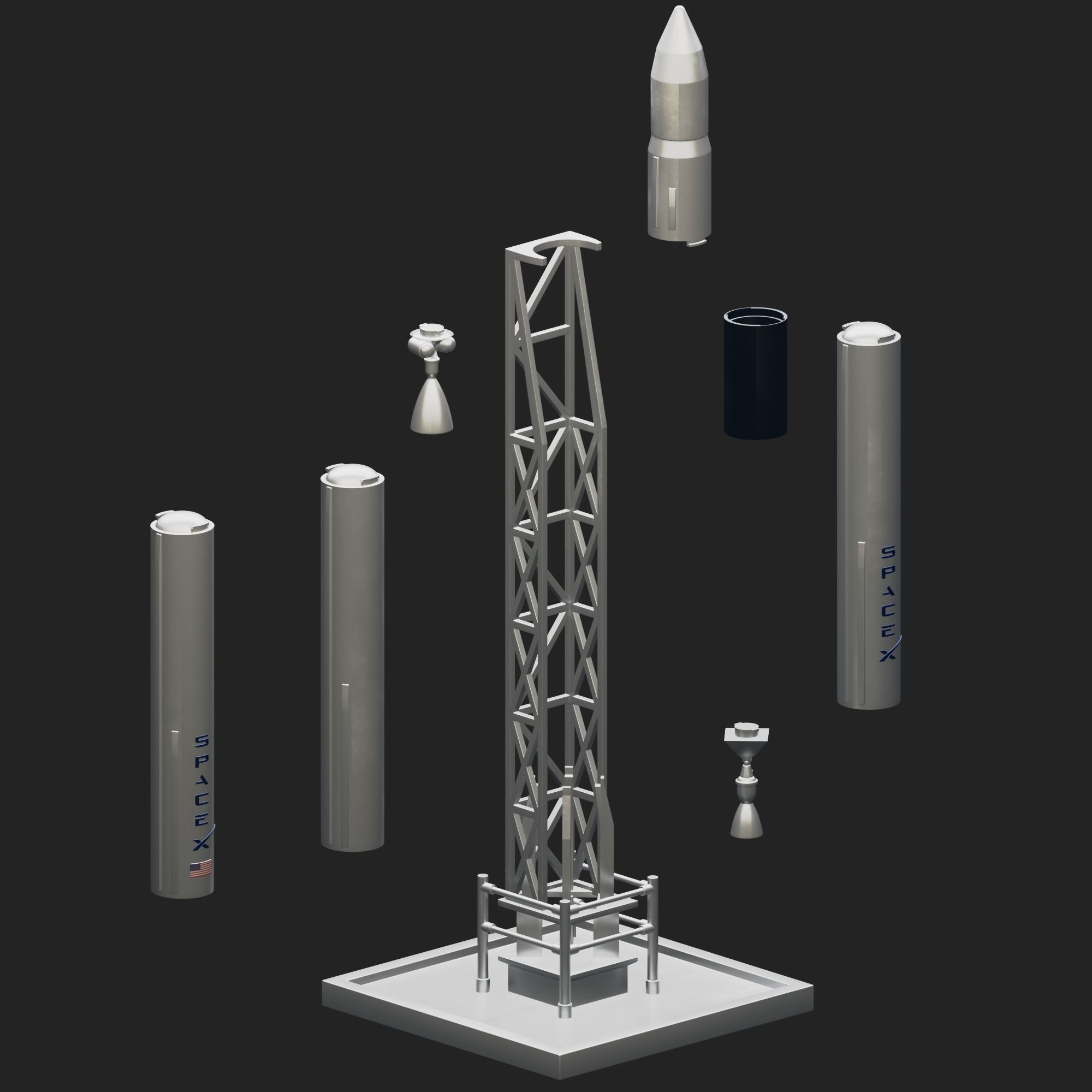 Falcon 1 Rocket SpaceX 3D model 3D printable | CGTrader
