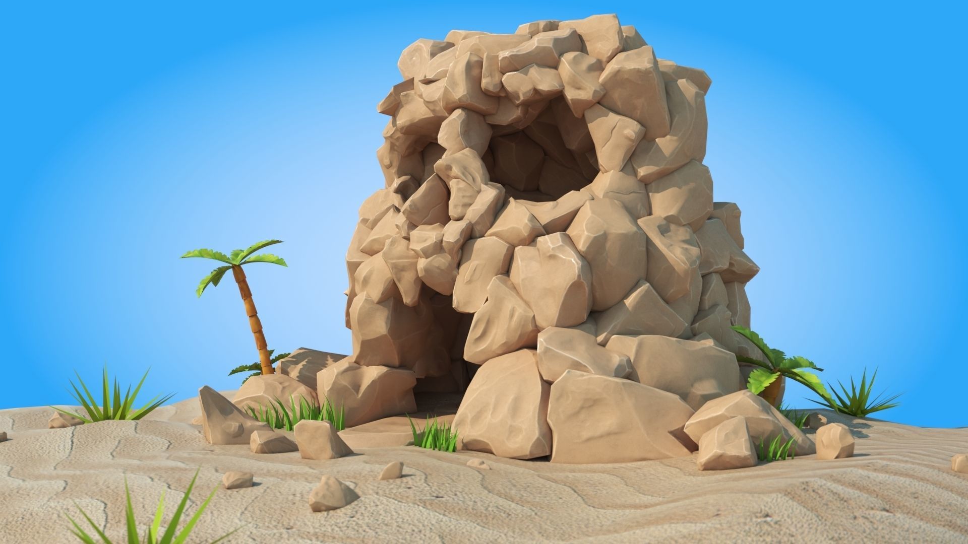 3D model Low Poly Skull Cave VR / AR / low-poly | CGTrader