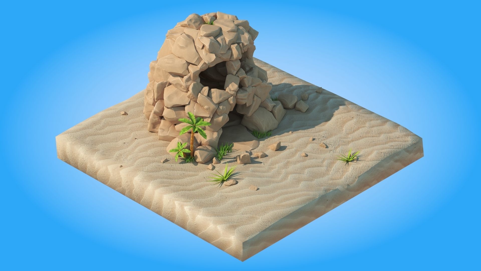 3D model Low Poly Skull Cave VR / AR / low-poly | CGTrader