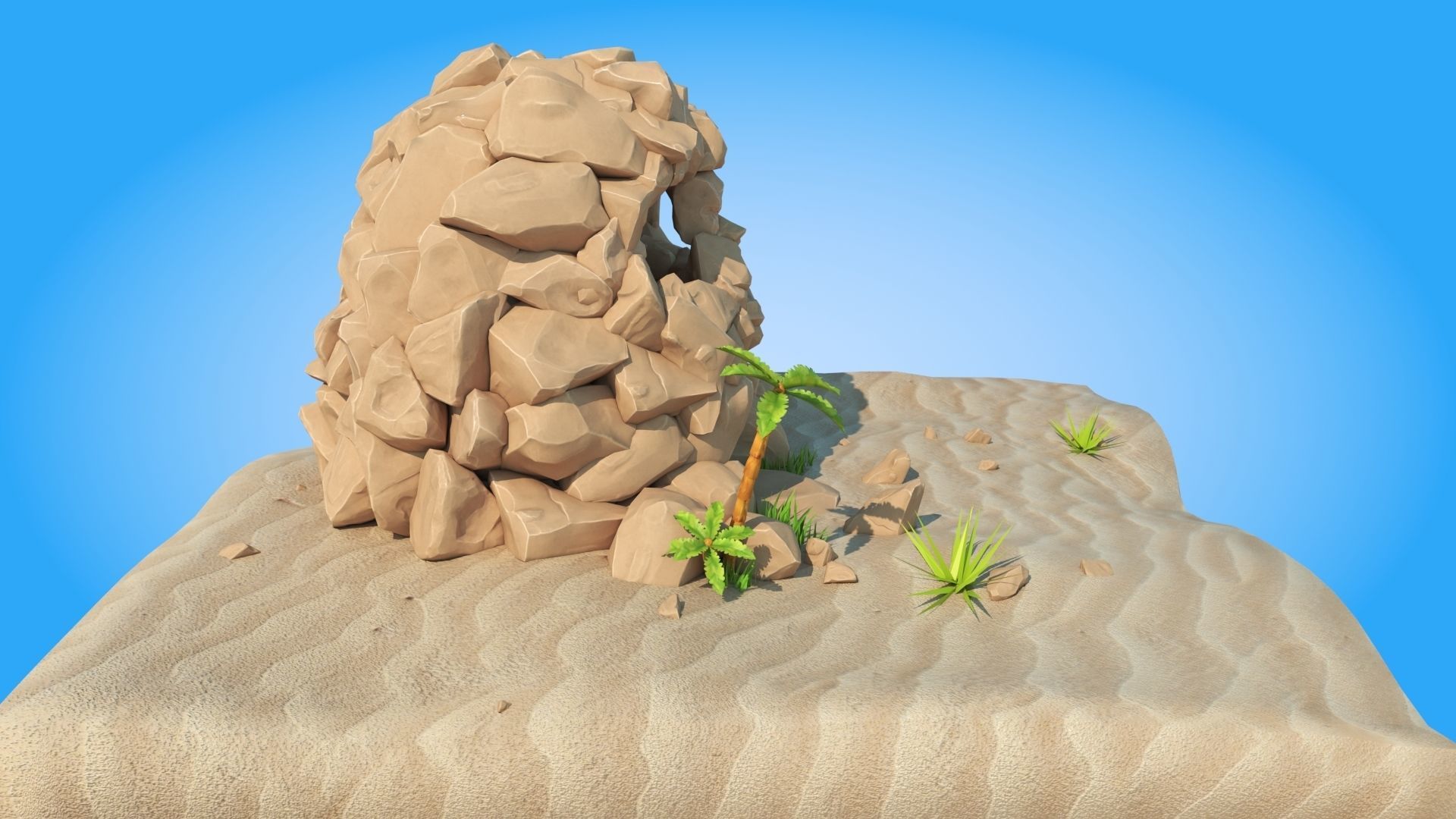 3D model Low Poly Skull Cave VR / AR / low-poly | CGTrader