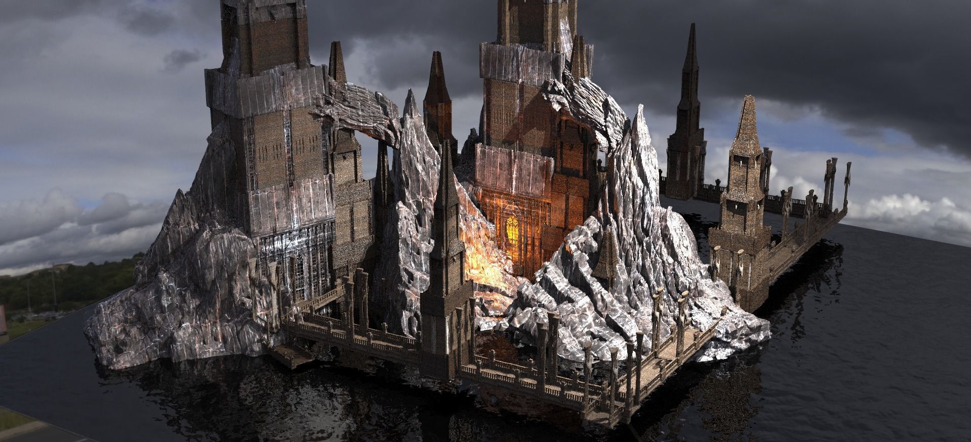 Dark Lord Feudal Fort Kit bash 3D model | CGTrader