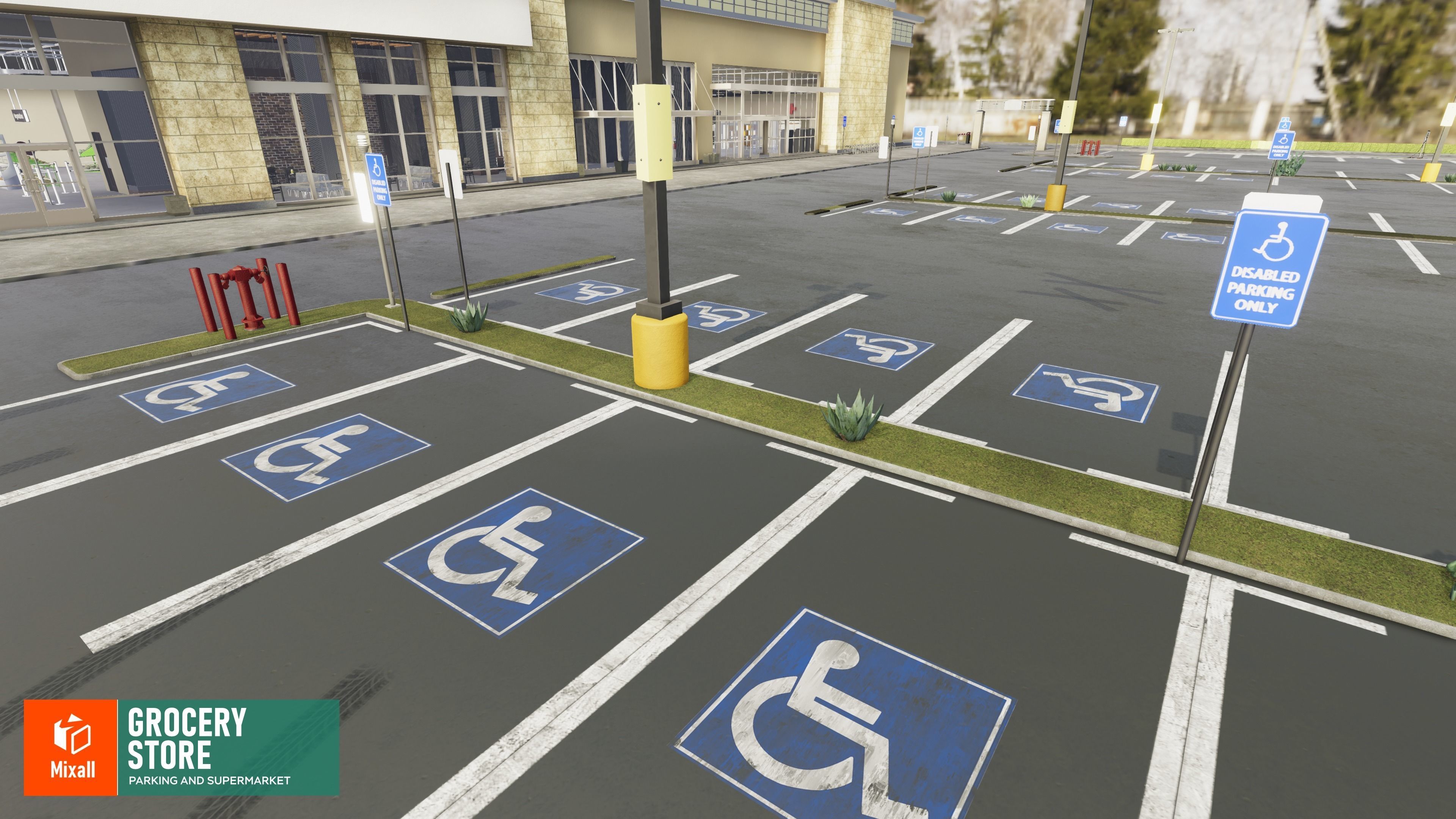 Grocery store - parking and supermarket 3D model | CGTrader