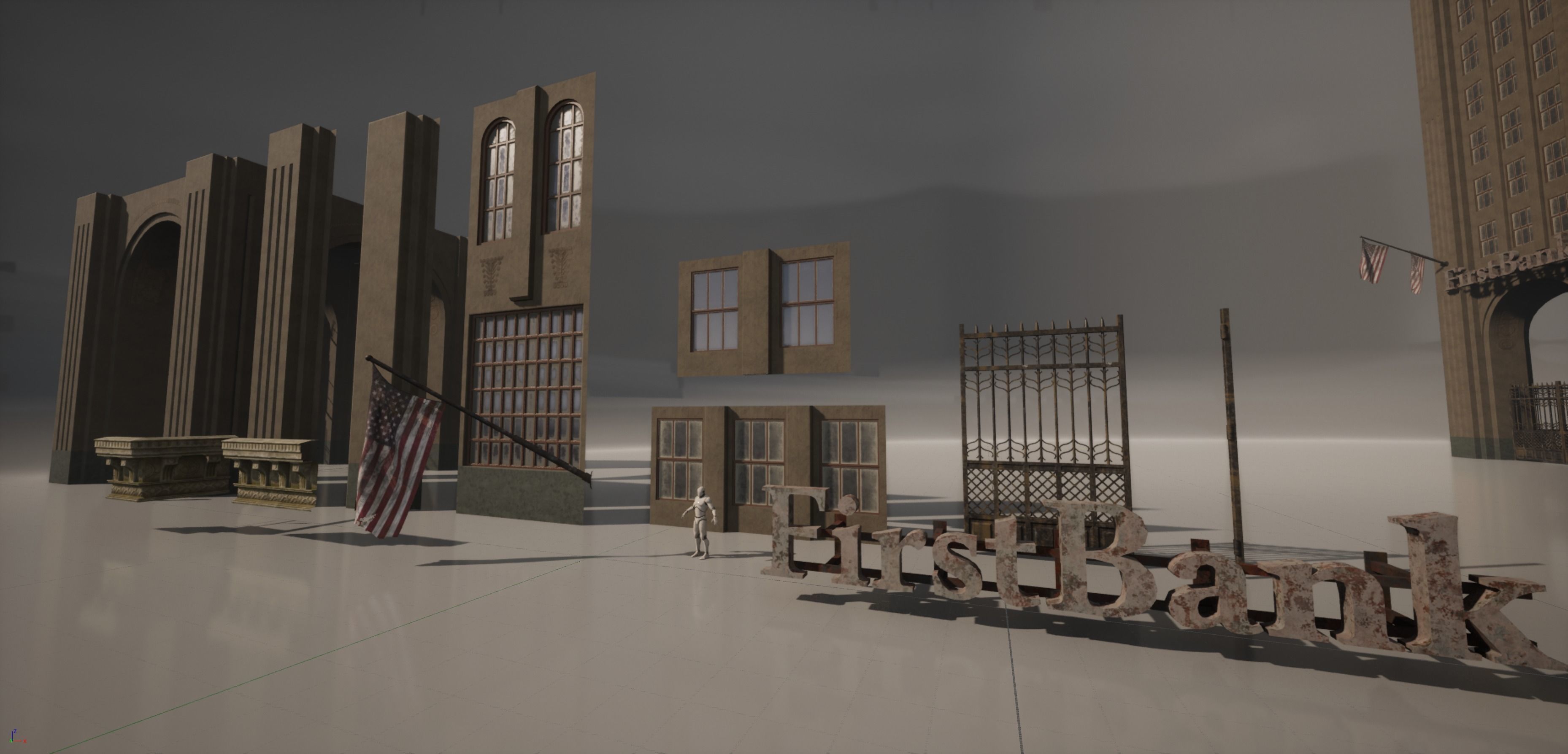3D model Bank Building Modules and Blueprint VR / AR / low-poly | CGTrader