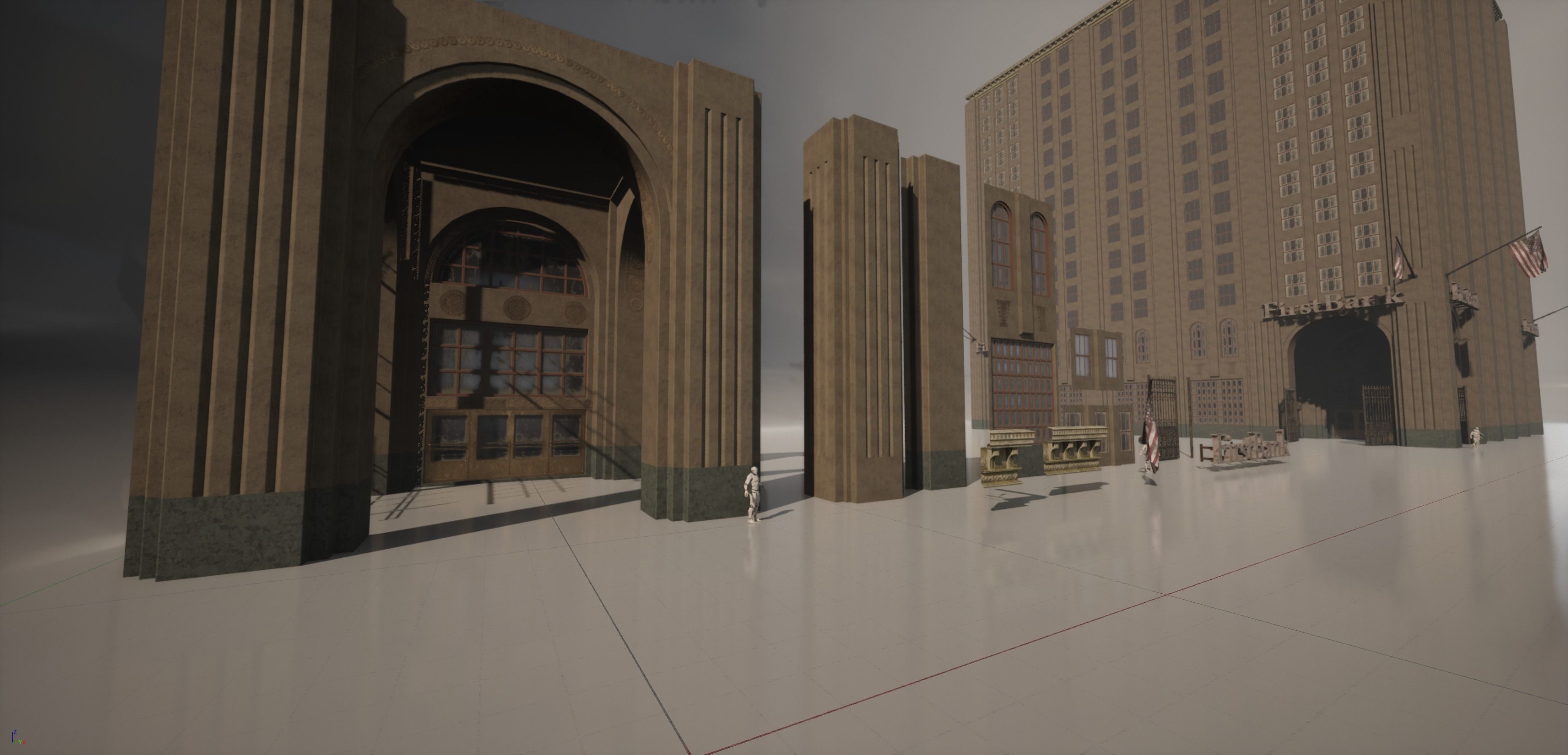 3D model Bank Building Modules and Blueprint VR / AR / low-poly | CGTrader