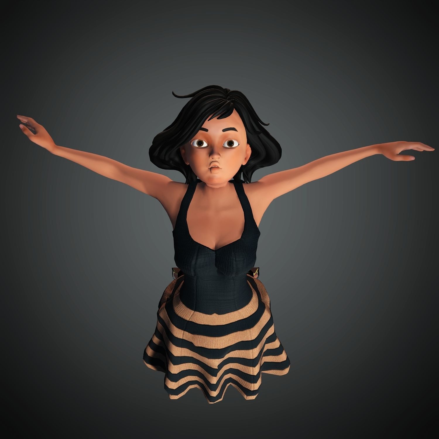 Cartoon Character Girl Toon With Dress ready Iclone Blender Maya 3D ...