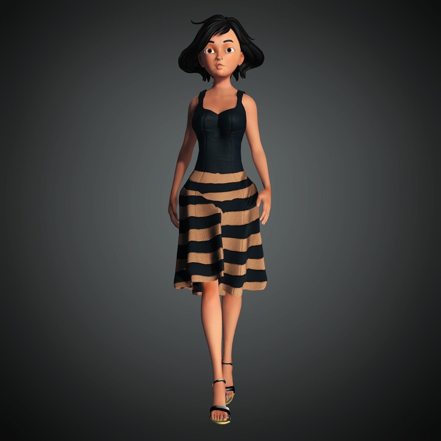 Cartoon Character Girl Toon With Dress ready Iclone Blender Maya 3D ...