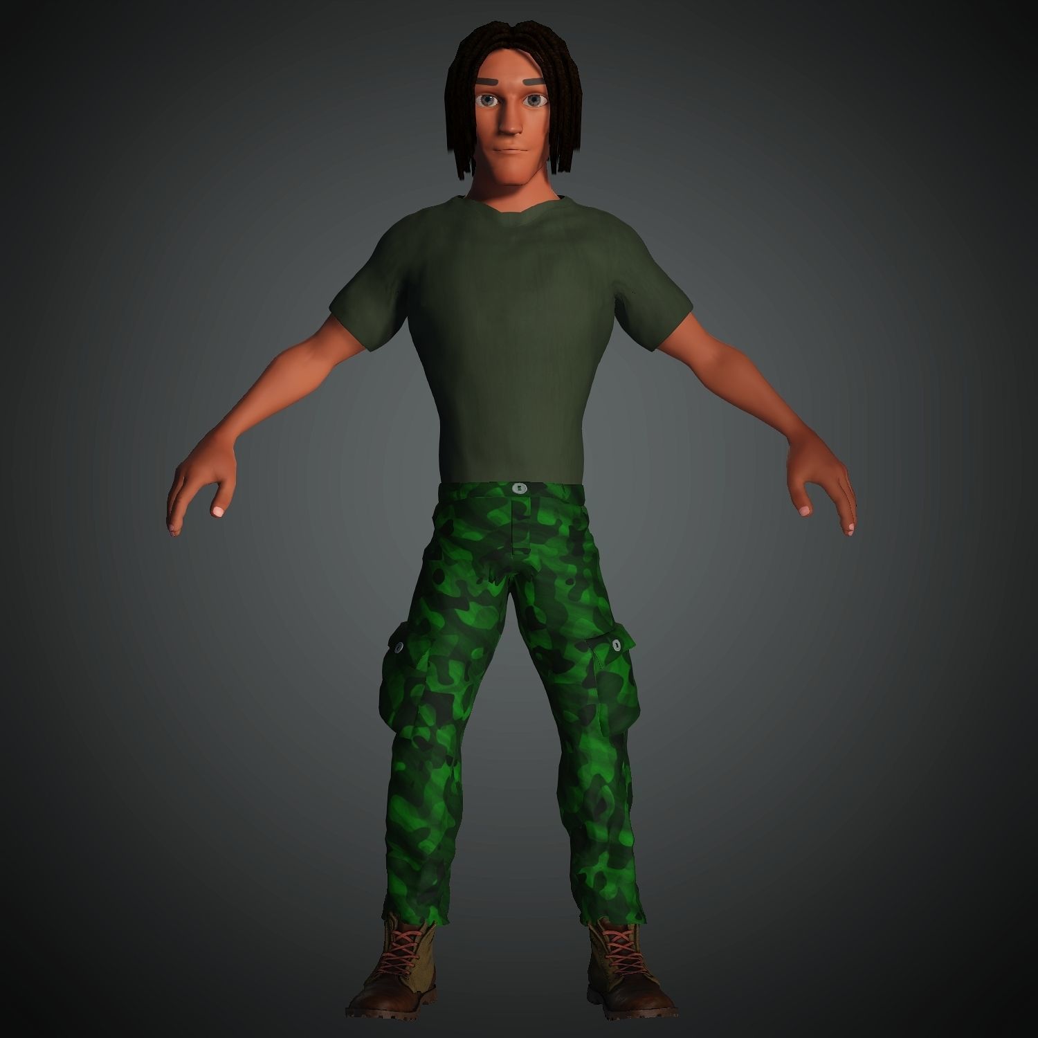 Army Cartoon Military African Boy Character 3D model animated rigged ...