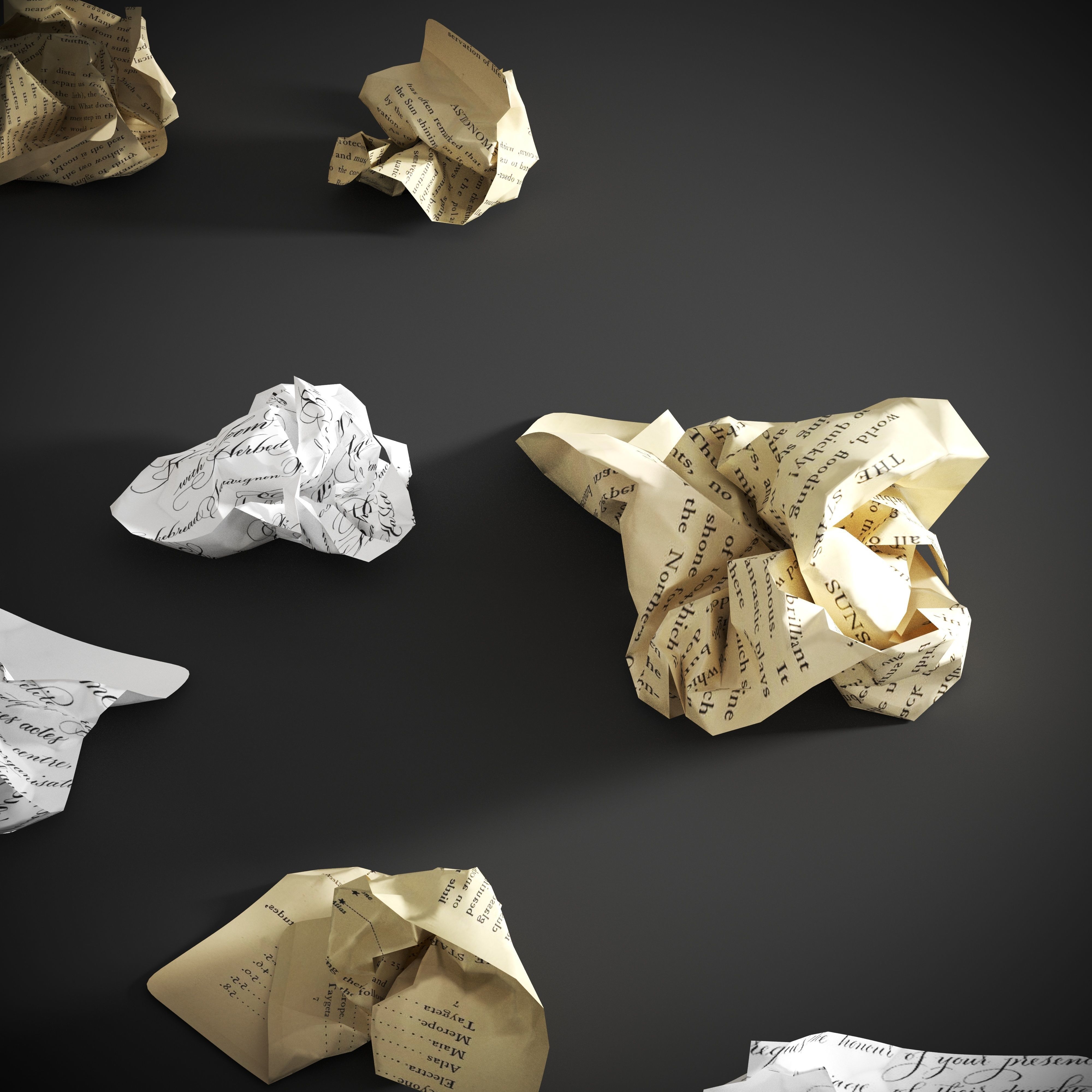 3D model Crumpled paper VR / AR / low-poly | CGTrader