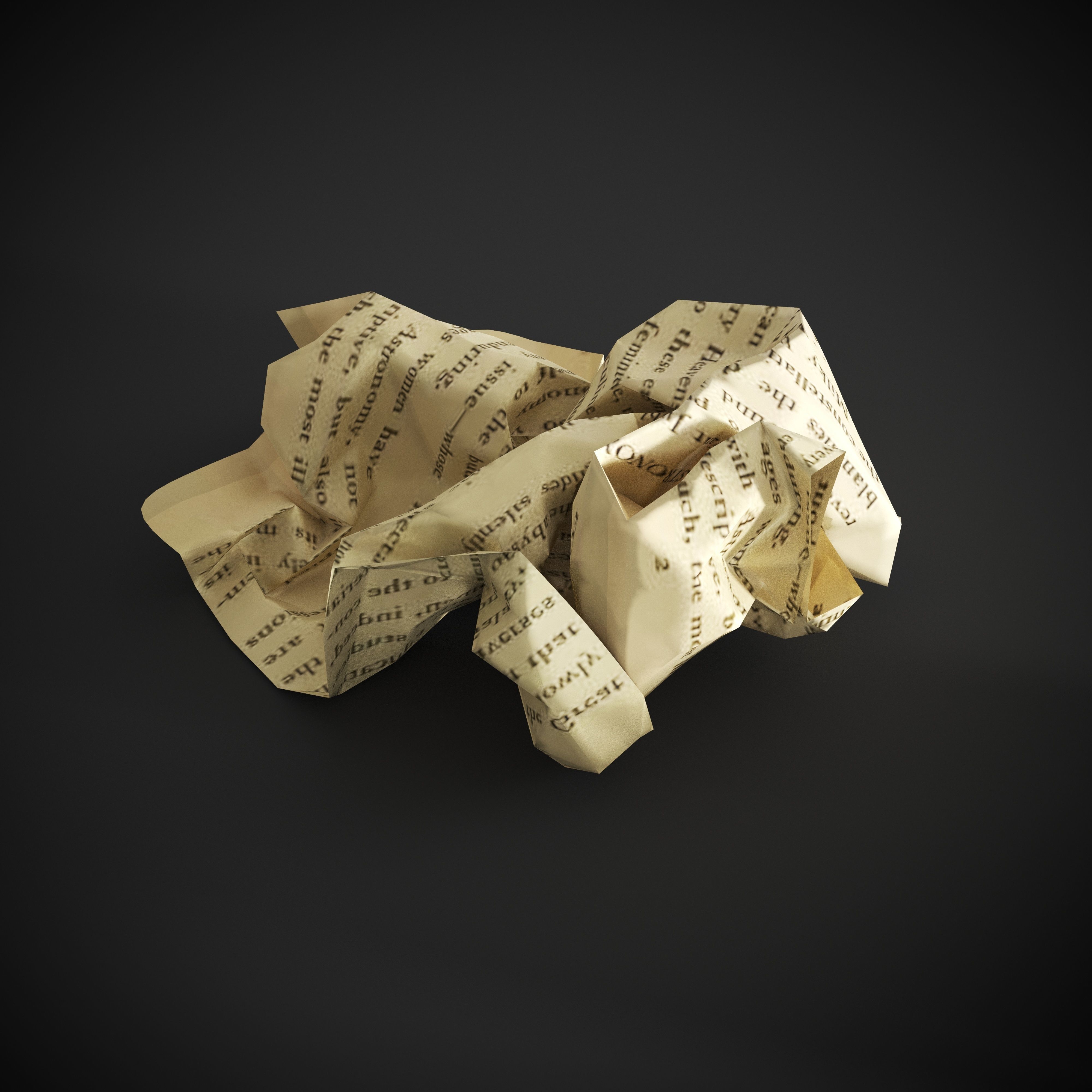 3D model Crumpled paper VR / AR / low-poly | CGTrader