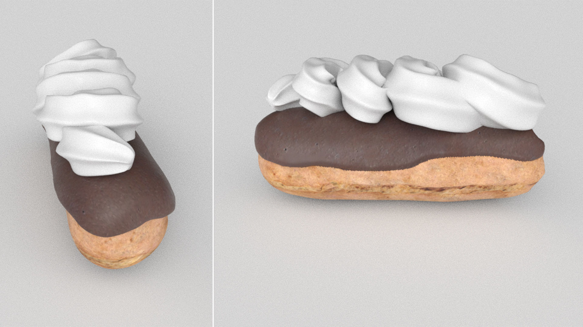 Chocolate eclair and whipped cream free 3D model | CGTrader