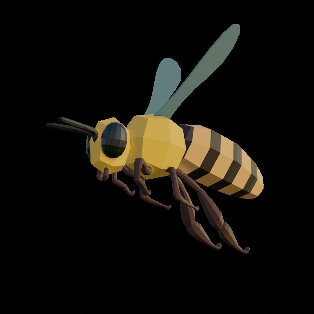 Low Poly Flying Bee free VR / AR / low-poly 3D model | CGTrader