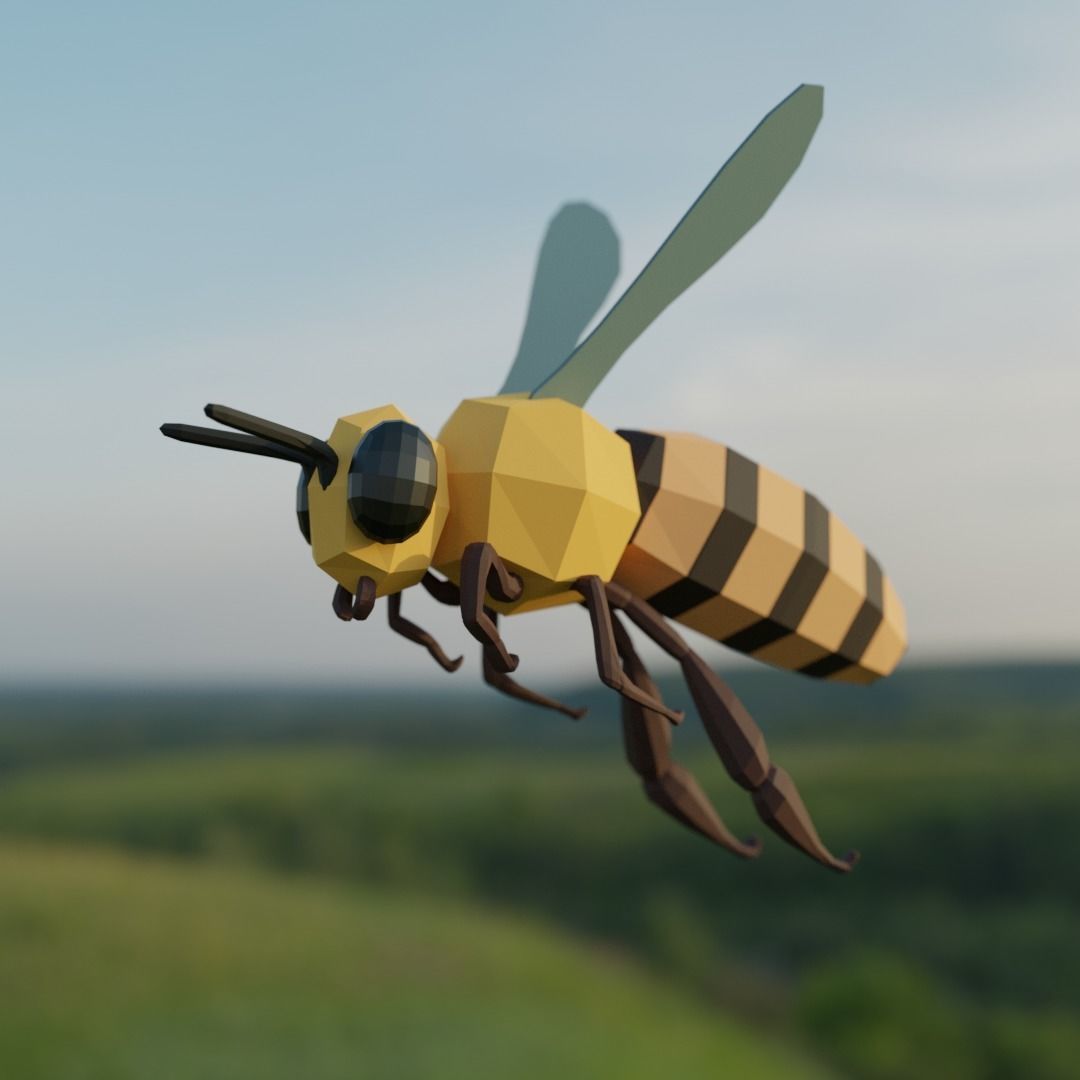 Low Poly Flying Bee free VR / AR / low-poly 3D model | CGTrader