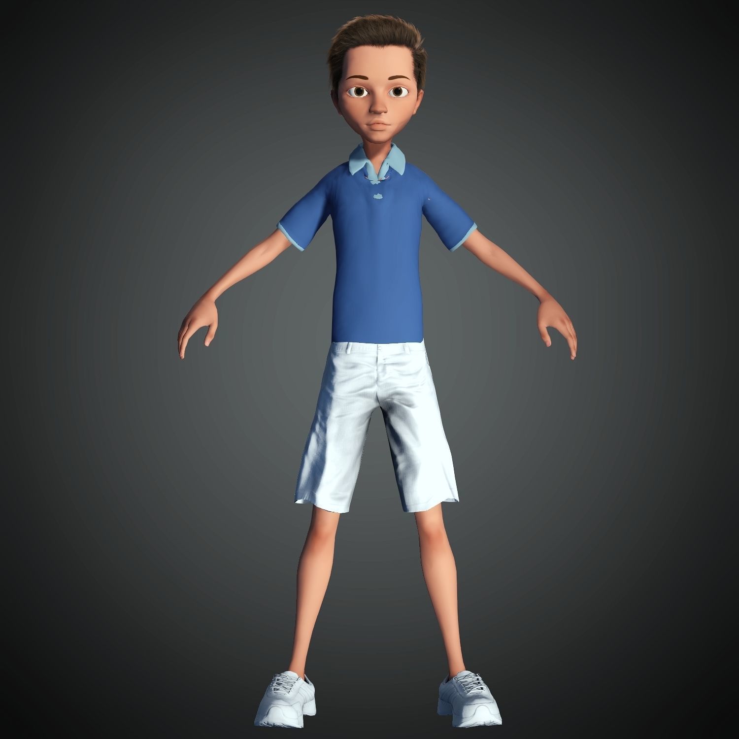 Happy Cartoon Kid Character 3D Model 3D model animated rigged | CGTrader