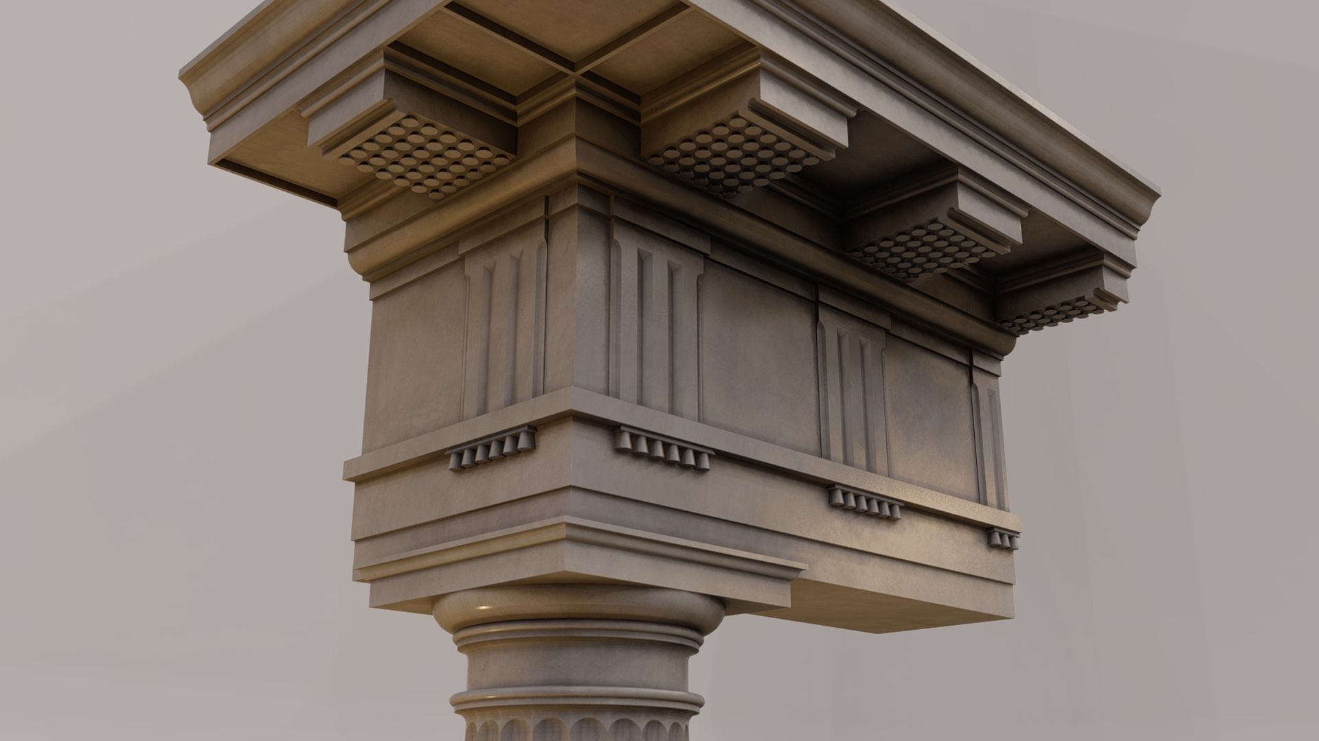 Mutulary Doric two column with pedestal and entablature 3D model | CGTrader