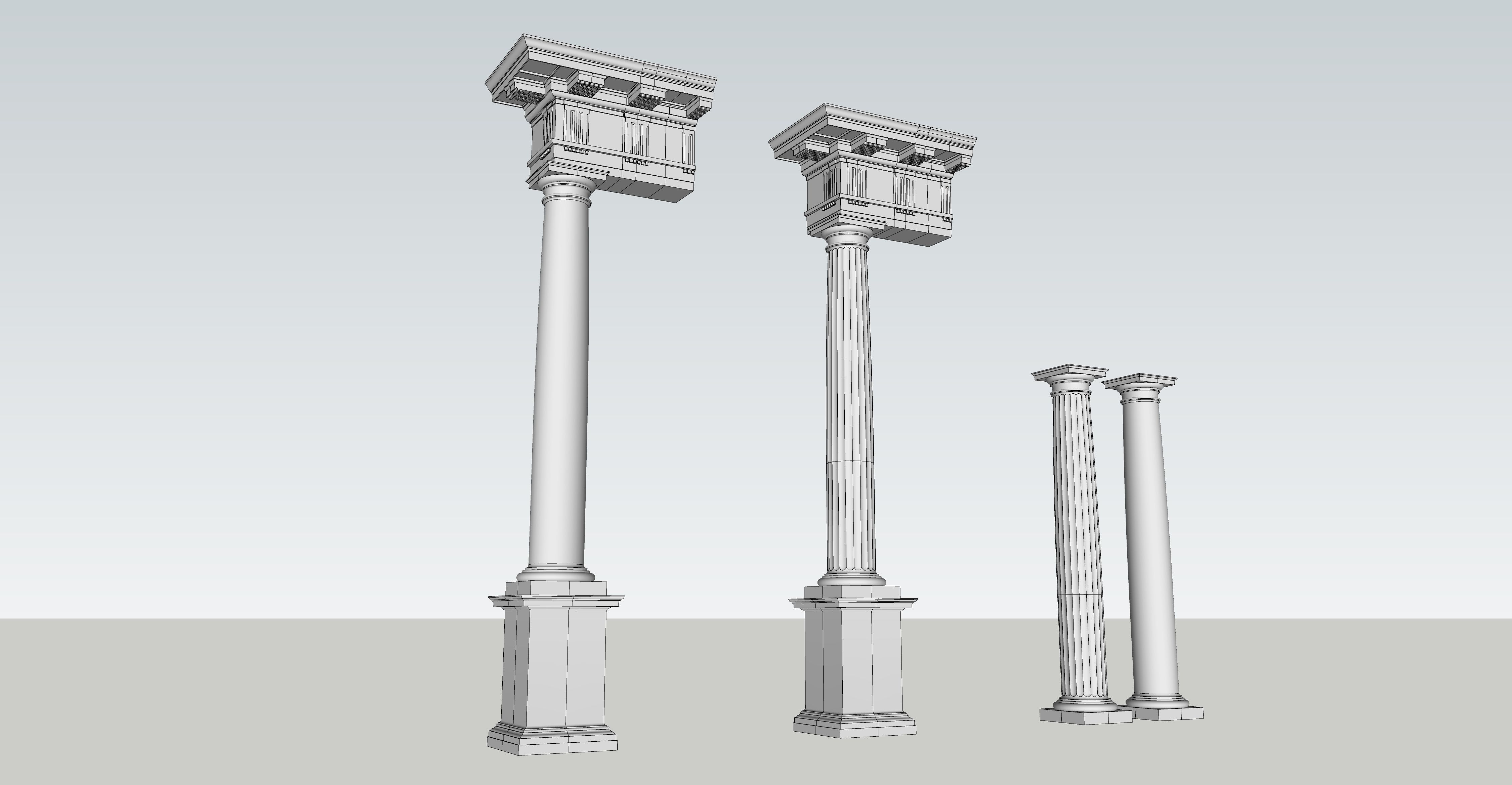 Mutulary Doric two column with pedestal and entablature 3D model | CGTrader
