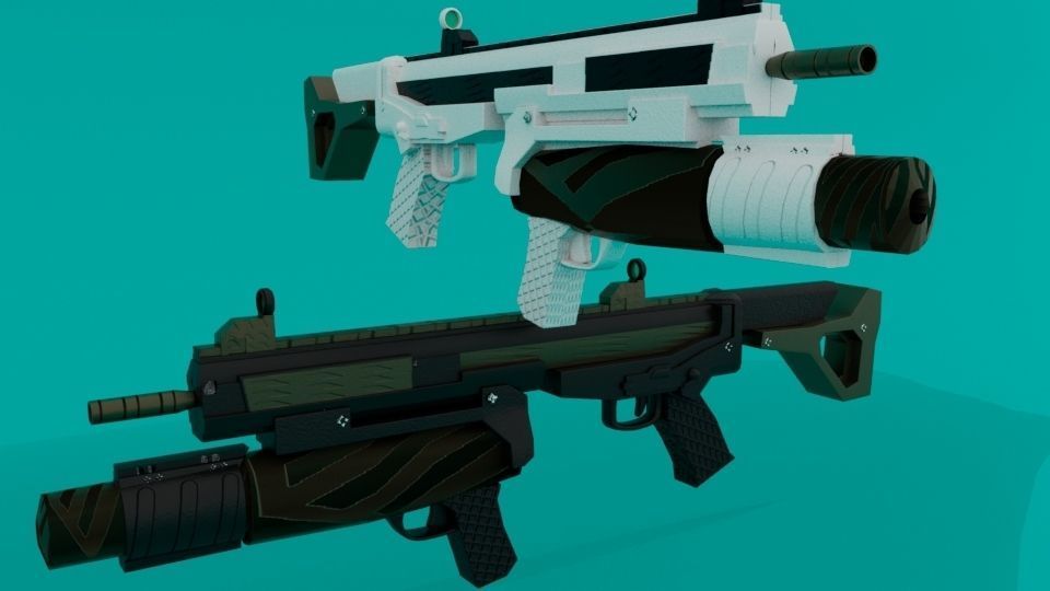 3D model Two guns black and white VR / AR / low-poly | CGTrader