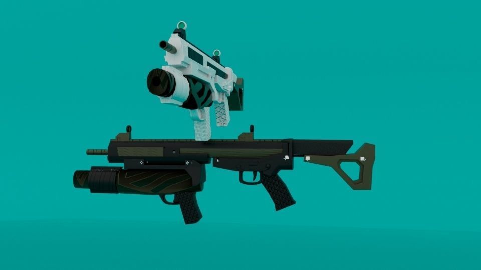 3D model Two guns black and white VR / AR / low-poly | CGTrader