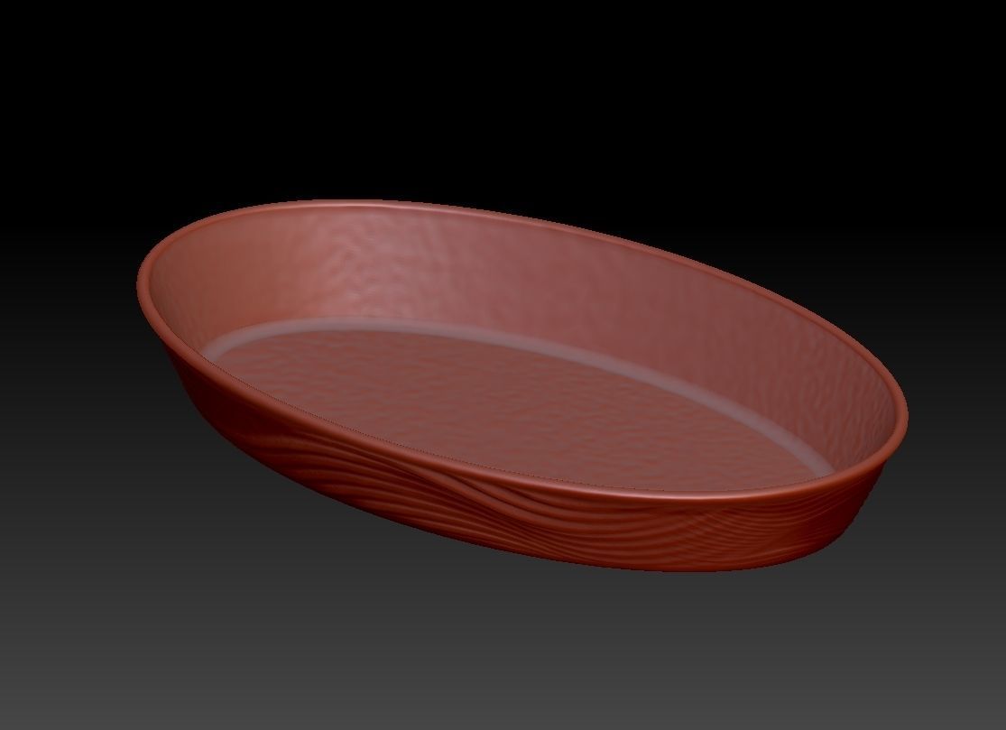 Oval shape plate with hammer texture free 3D model | CGTrader