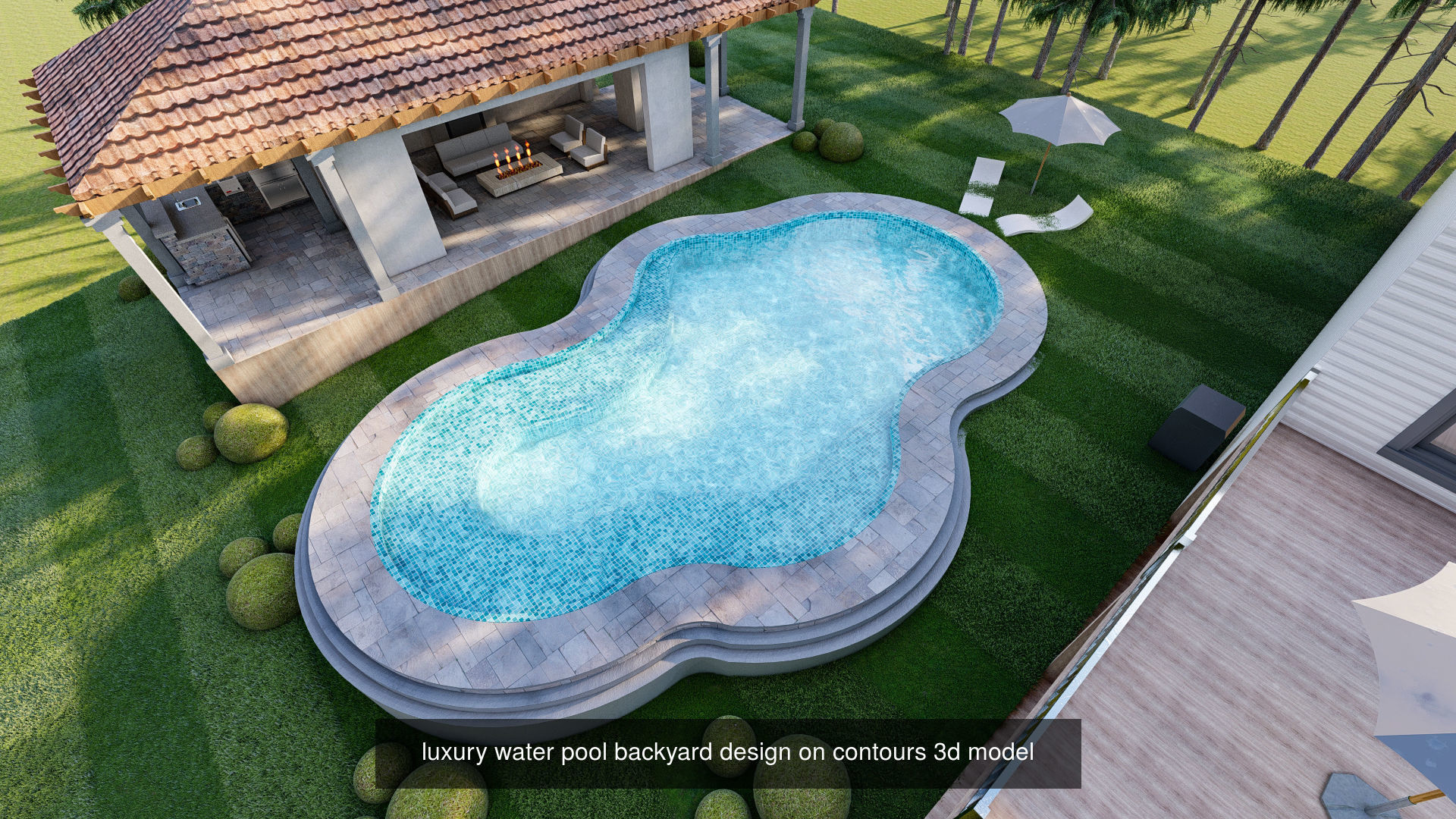 Swimming Pool with Landscape 3D model collection | CGTrader