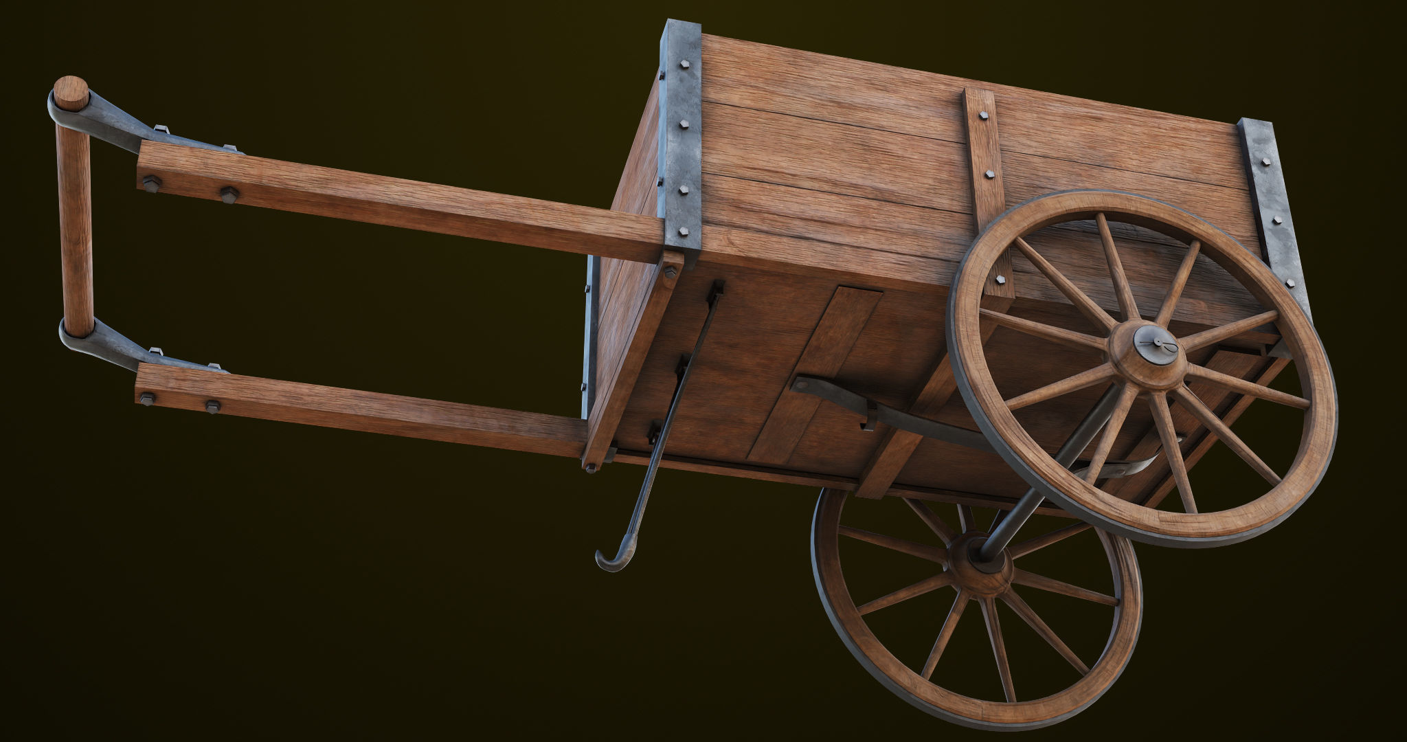 3D model Wooden Vendor Cart01 All PBR Unity UE Textures Included VR ...